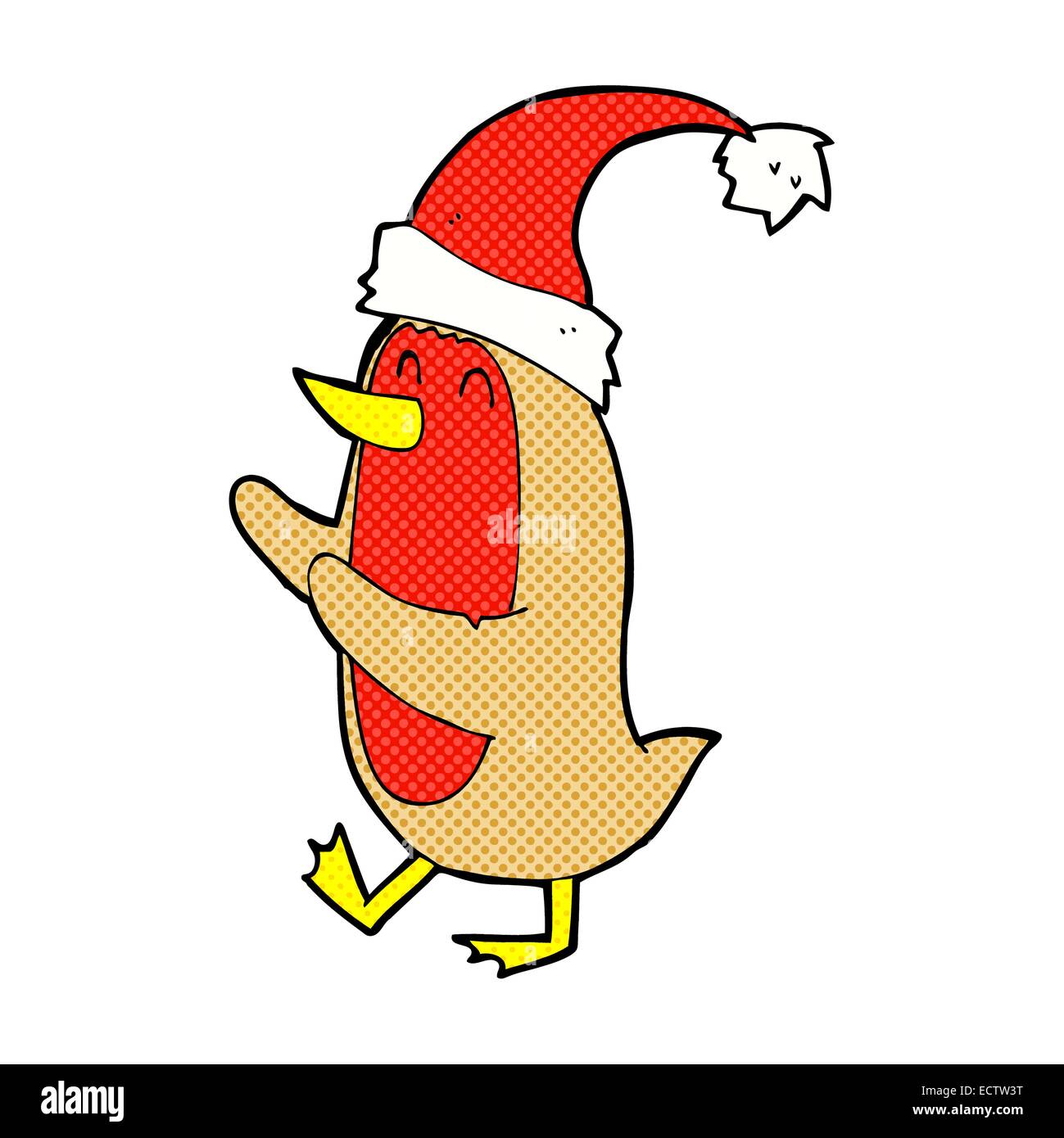 retro comic book style cartoon christmas robin Stock Vector Image & Art ...