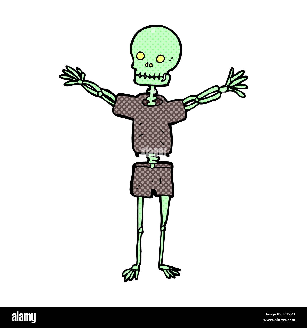 retro comic book style cartoon skeleton in clothes Stock Vector Image ...