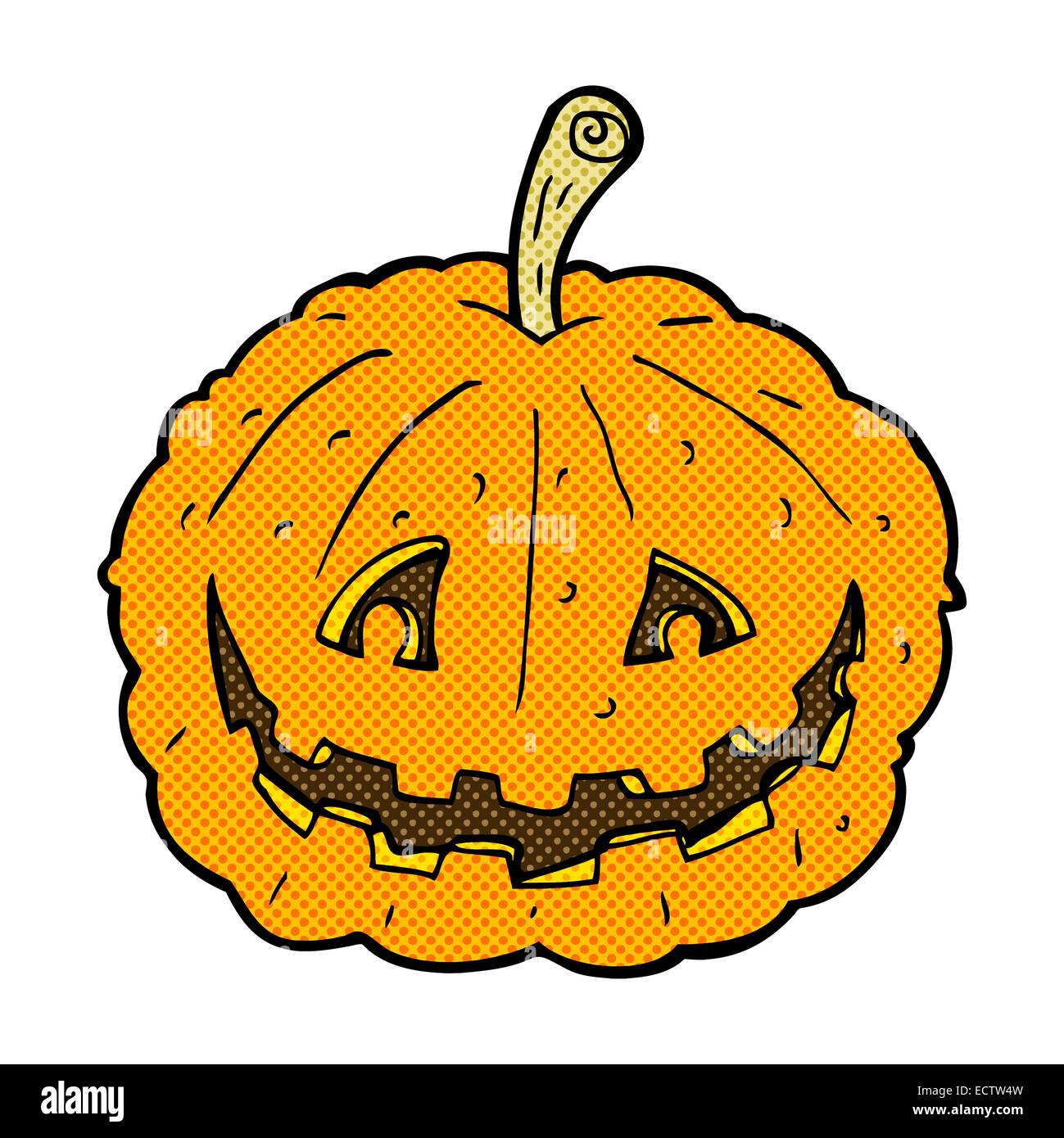 retro comic book style cartoon grinning pumpkin Stock Vector Image ...