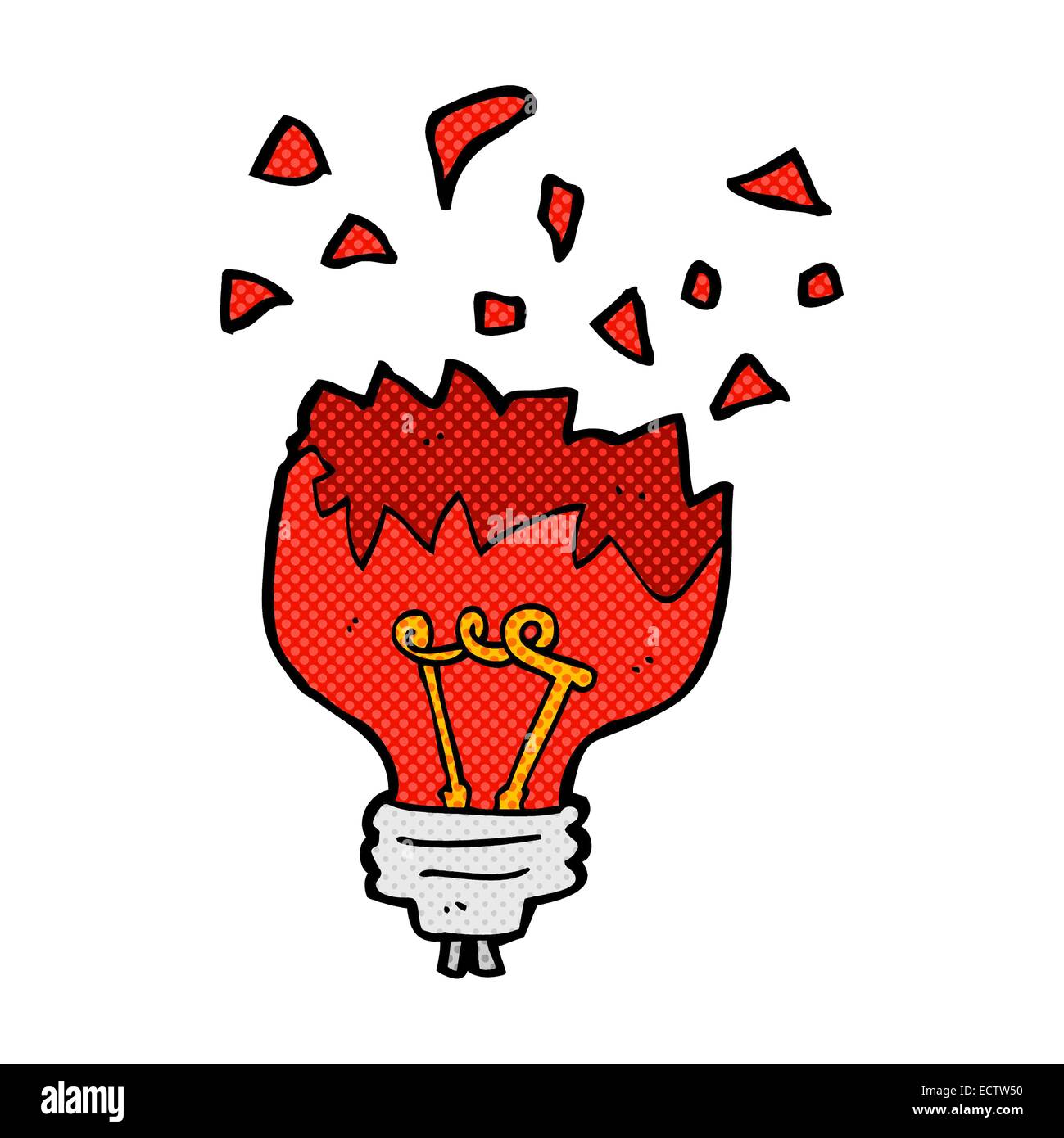 retro comic book style cartoon red light bulb exploding Stock Vector ...