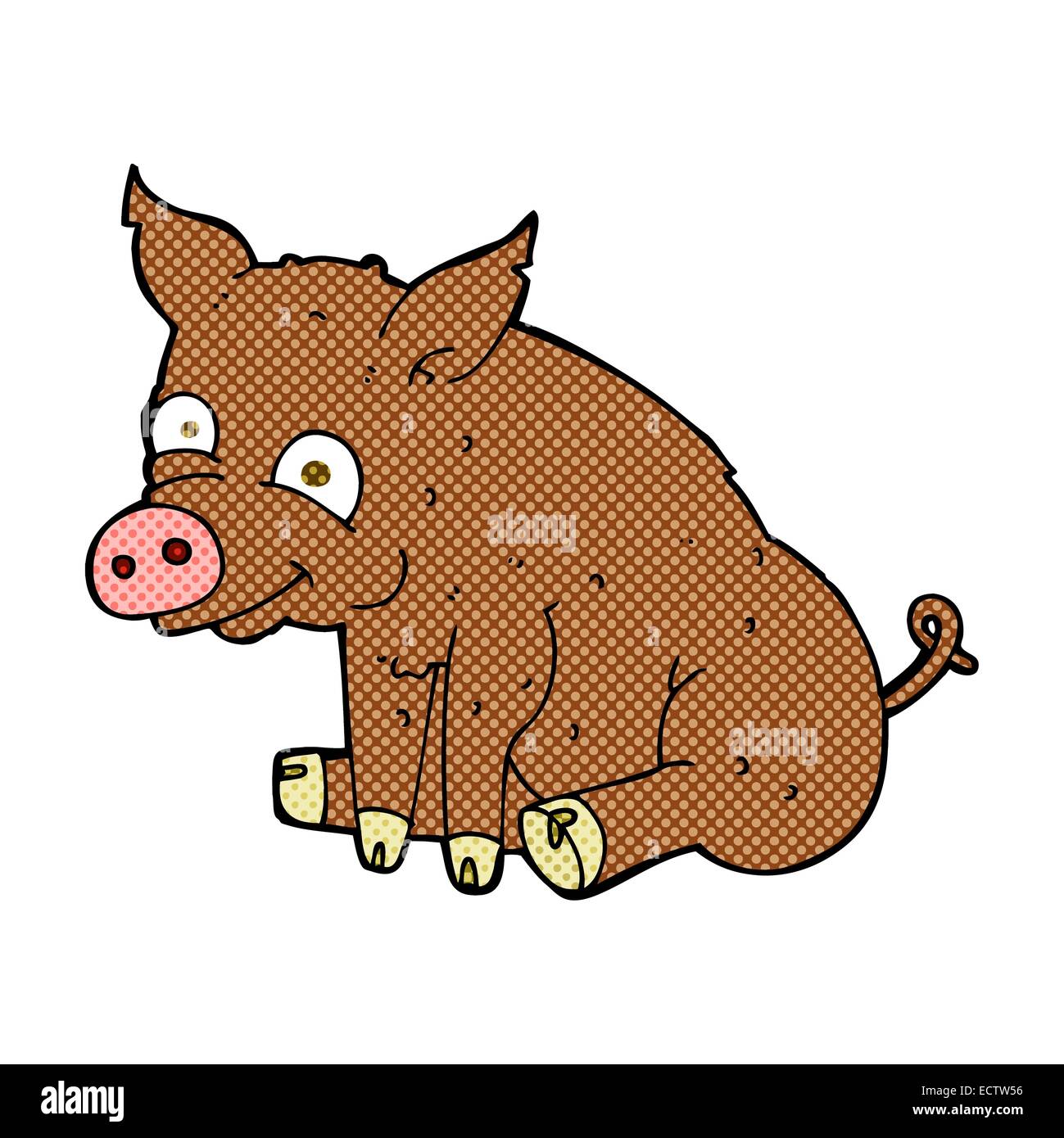 retro comic book style cartoon happy pig Stock Vector Image & Art - Alamy