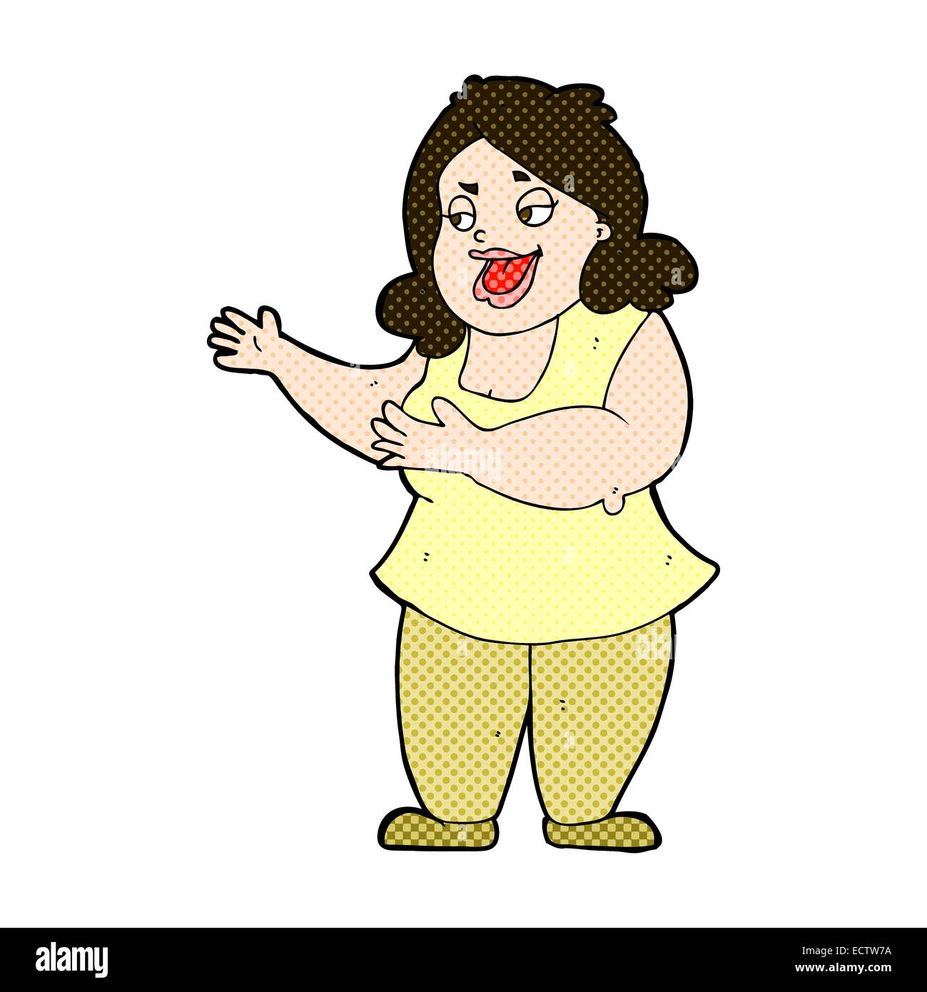 retro comic book style cartoon happy fat woman Stock Vector Image & Art ...