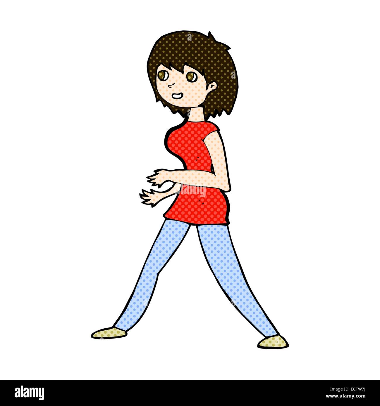 retro comic book style cartoon woman walking Stock Vector Image & Art ...