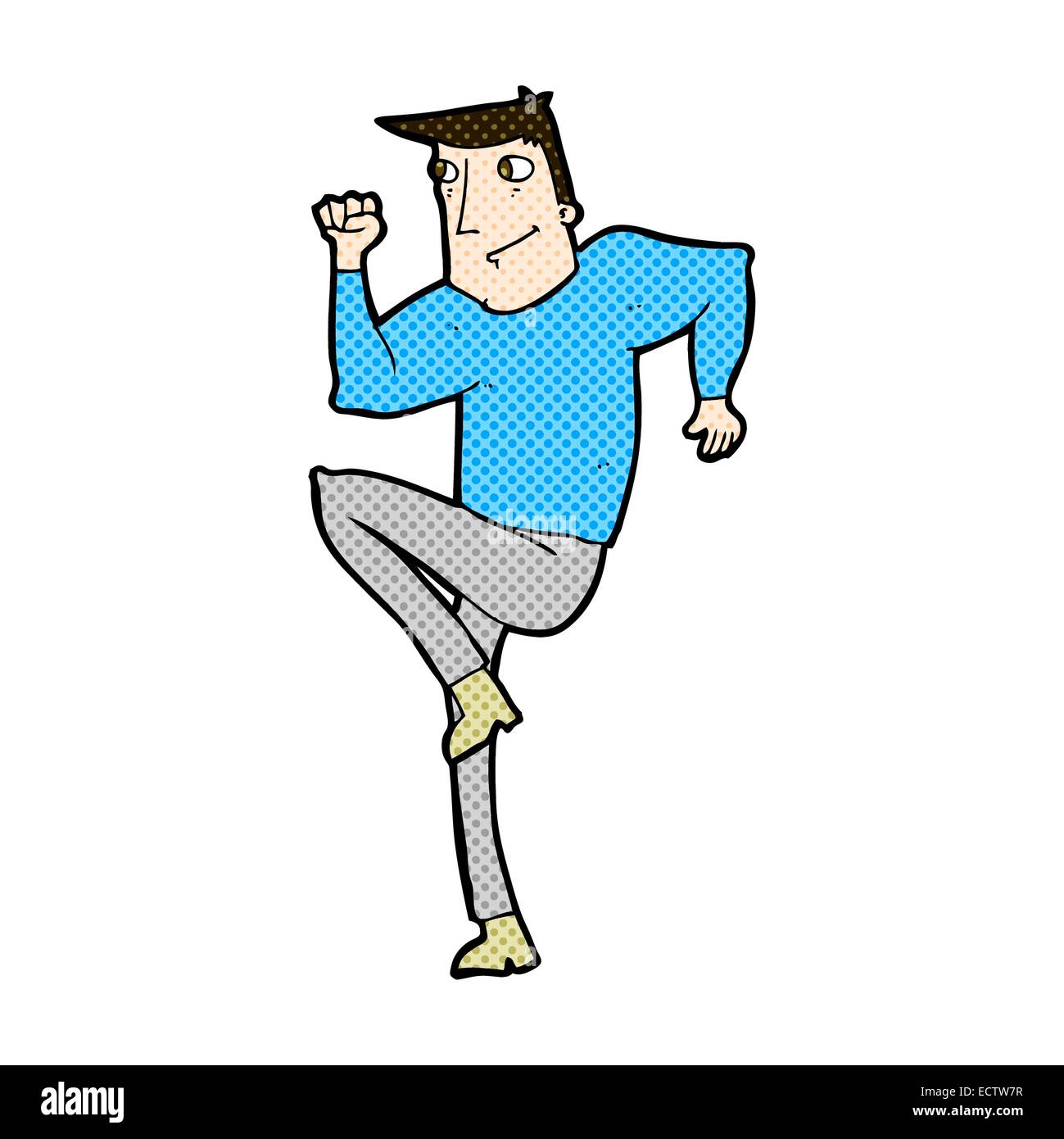 retro comic book style cartoon man jogging on spot Stock Vector Image ...