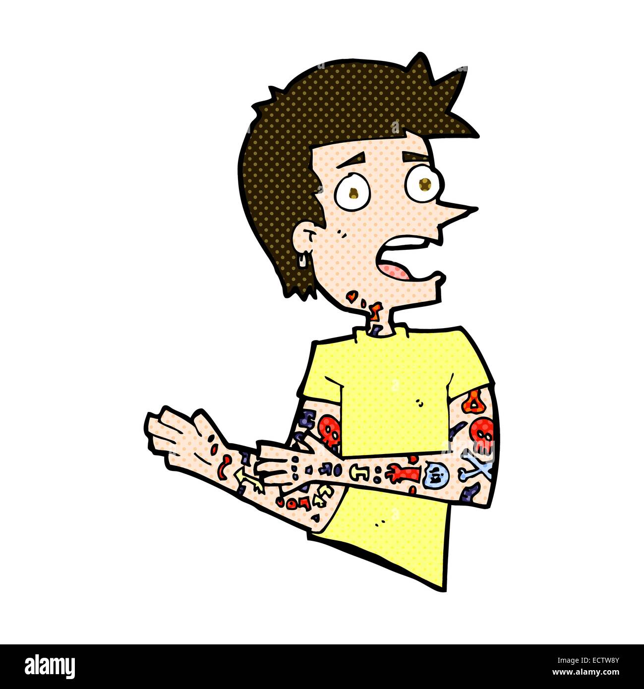 retro comic book style cartoon man with tattoos Stock Vector Image ...