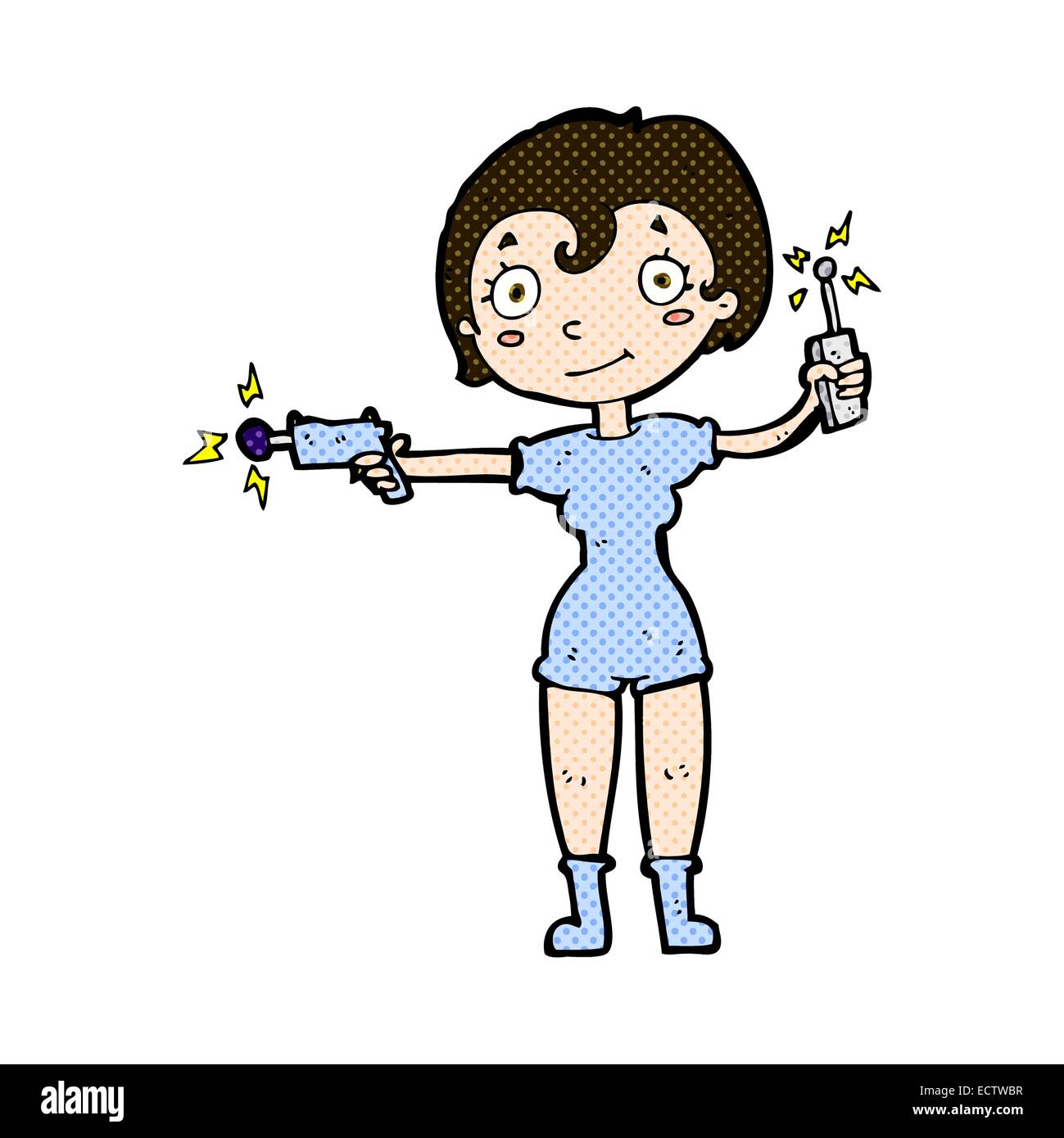 retro comic book style cartoon future space girl Stock Vector Image ...