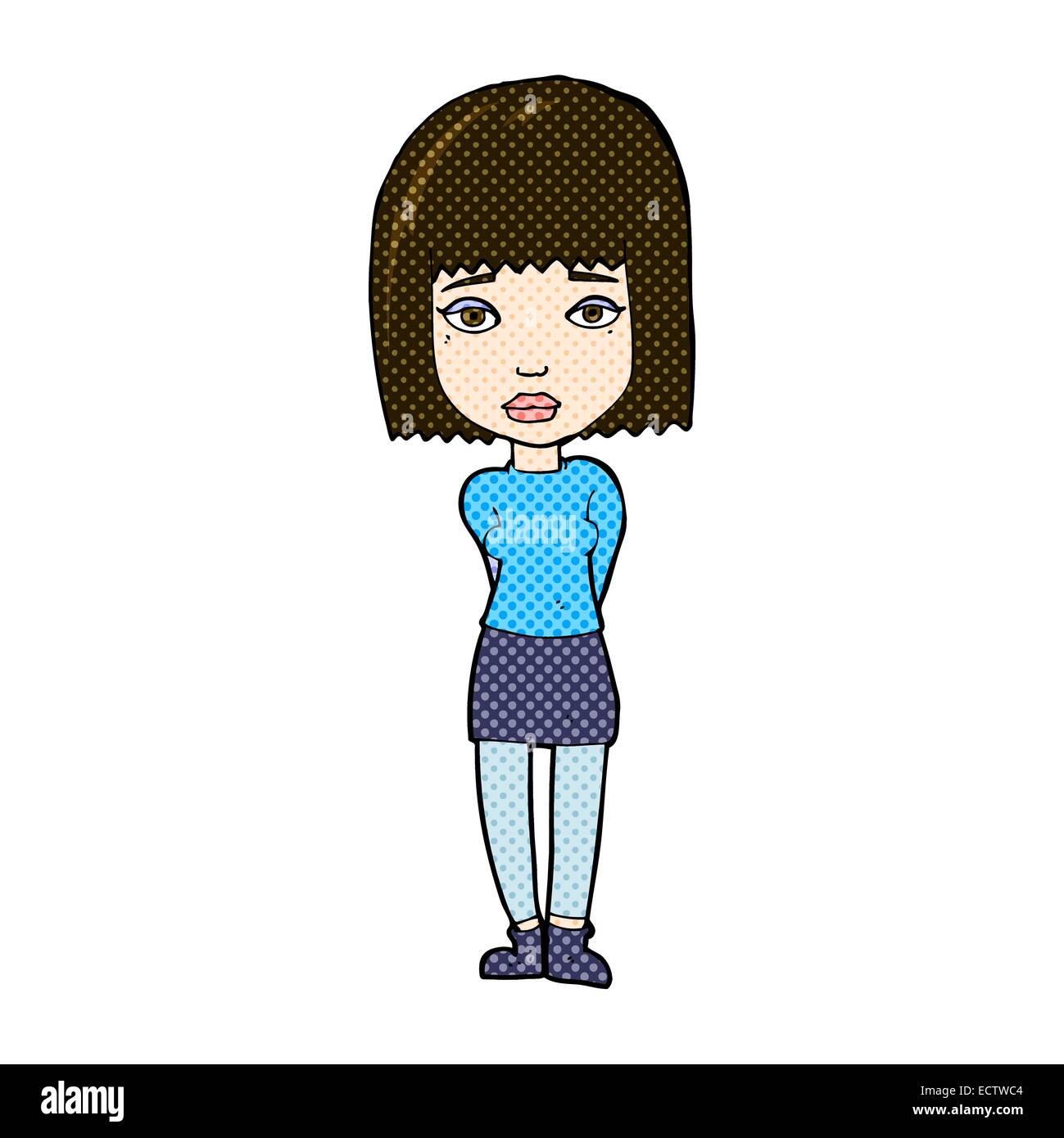 retro comic book style cartoon serious girl Stock Vector Image & Art ...