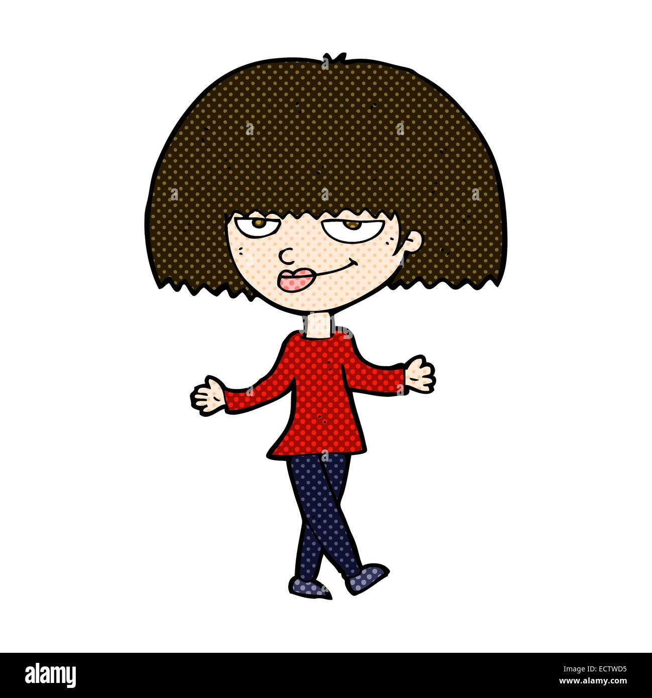 retro comic book style cartoon smug looking woman Stock Vector Image ...