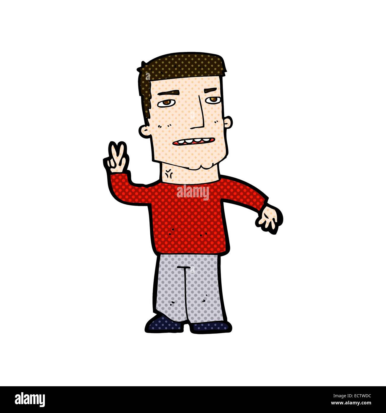 retro comic book style cartoon man giving peace sign Stock Vector Image ...