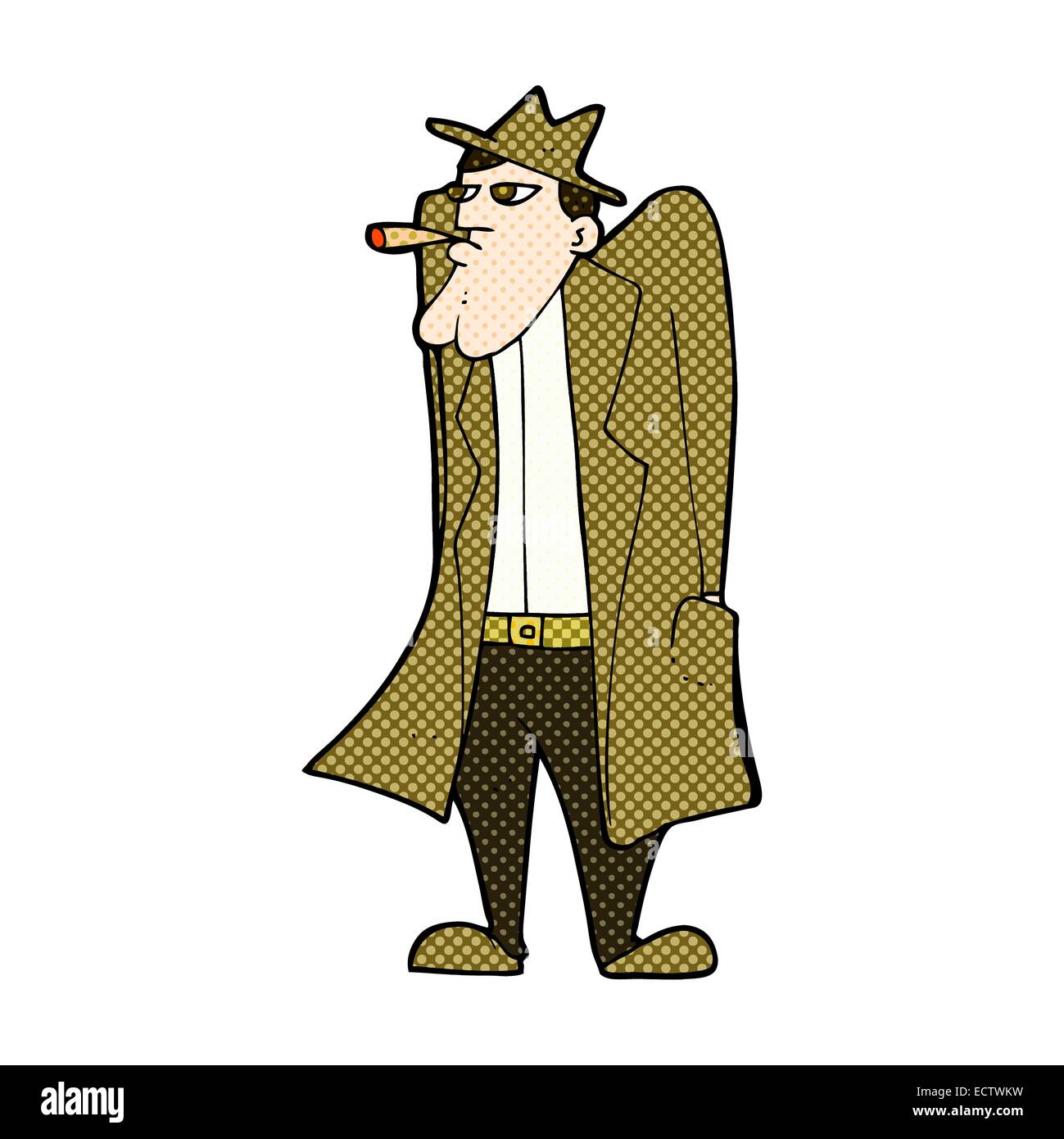 Cartoon man in hat trenchcoat Stock Vector Images - Alamy