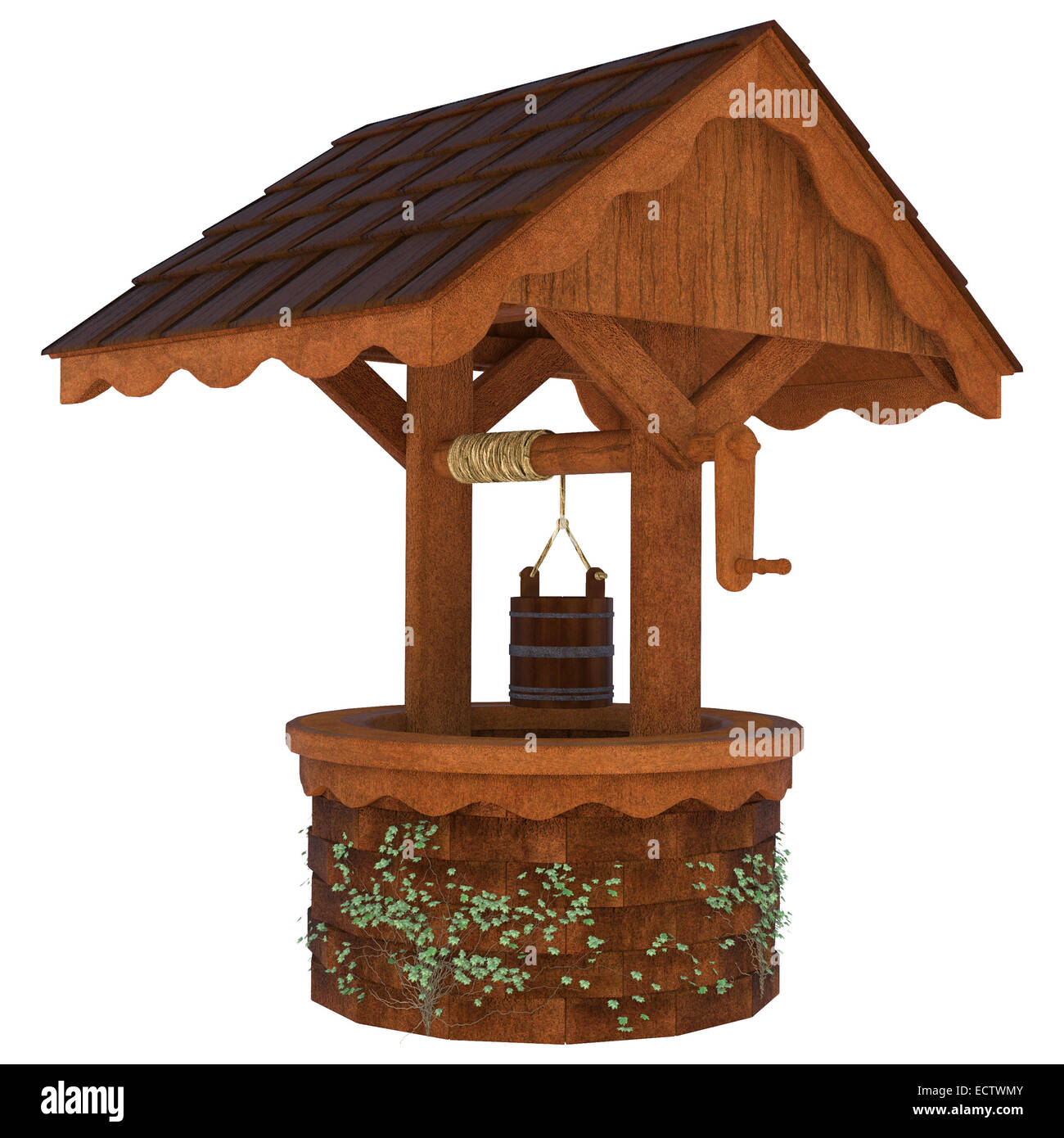 3D digital render of an old wishing well isolated on white background ...