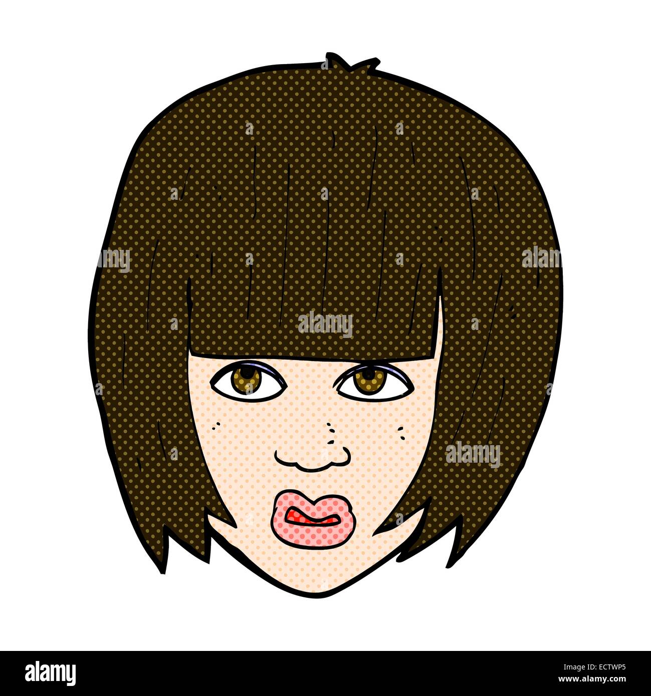 retro comic book style cartoon annoyed girl with big hair Stock Vector ...
