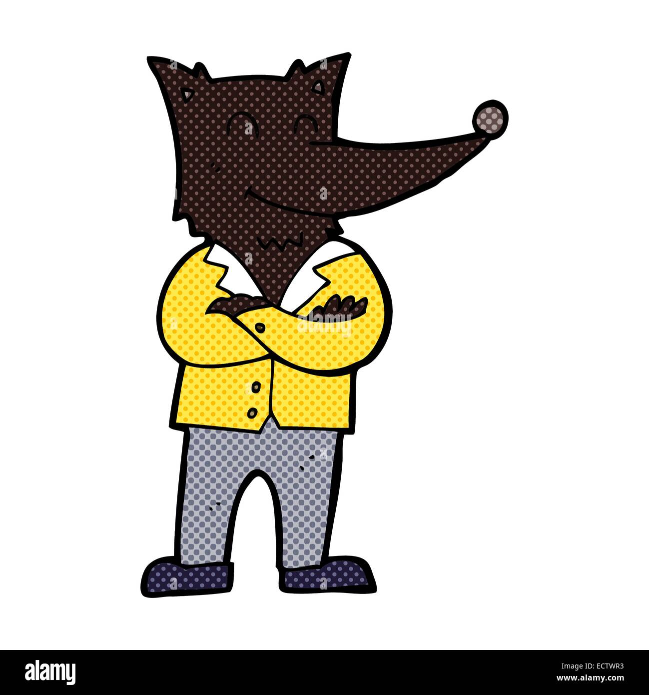 retro comic book style cartoon wolf in shirt Stock Vector Image & Art ...