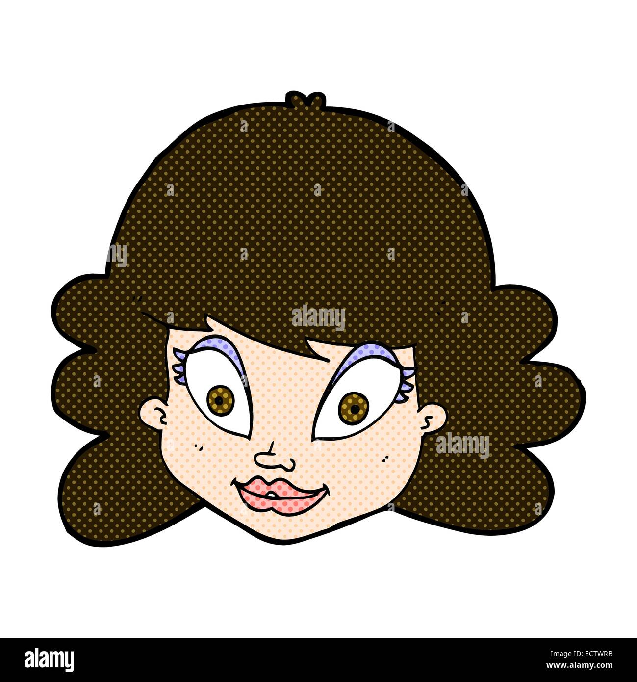 retro comic book style cartoon happy female face Stock Vector Image ...