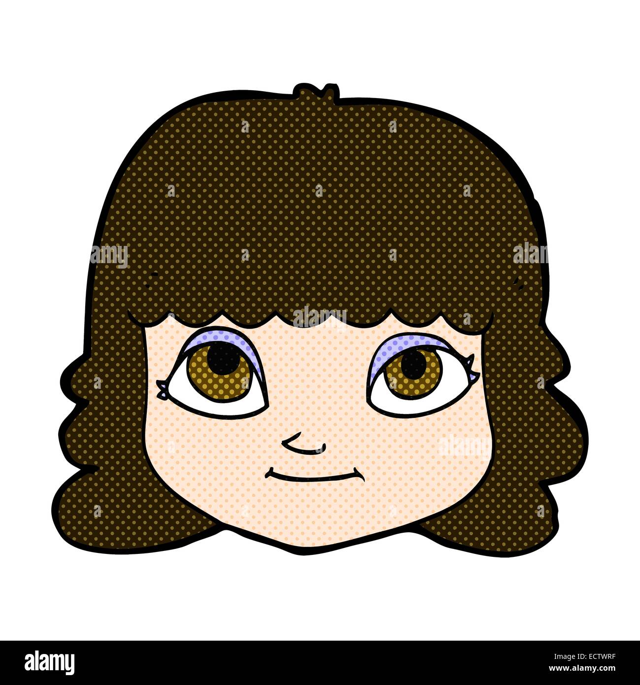 retro comic book style cartoon happy female face Stock Vector Image ...