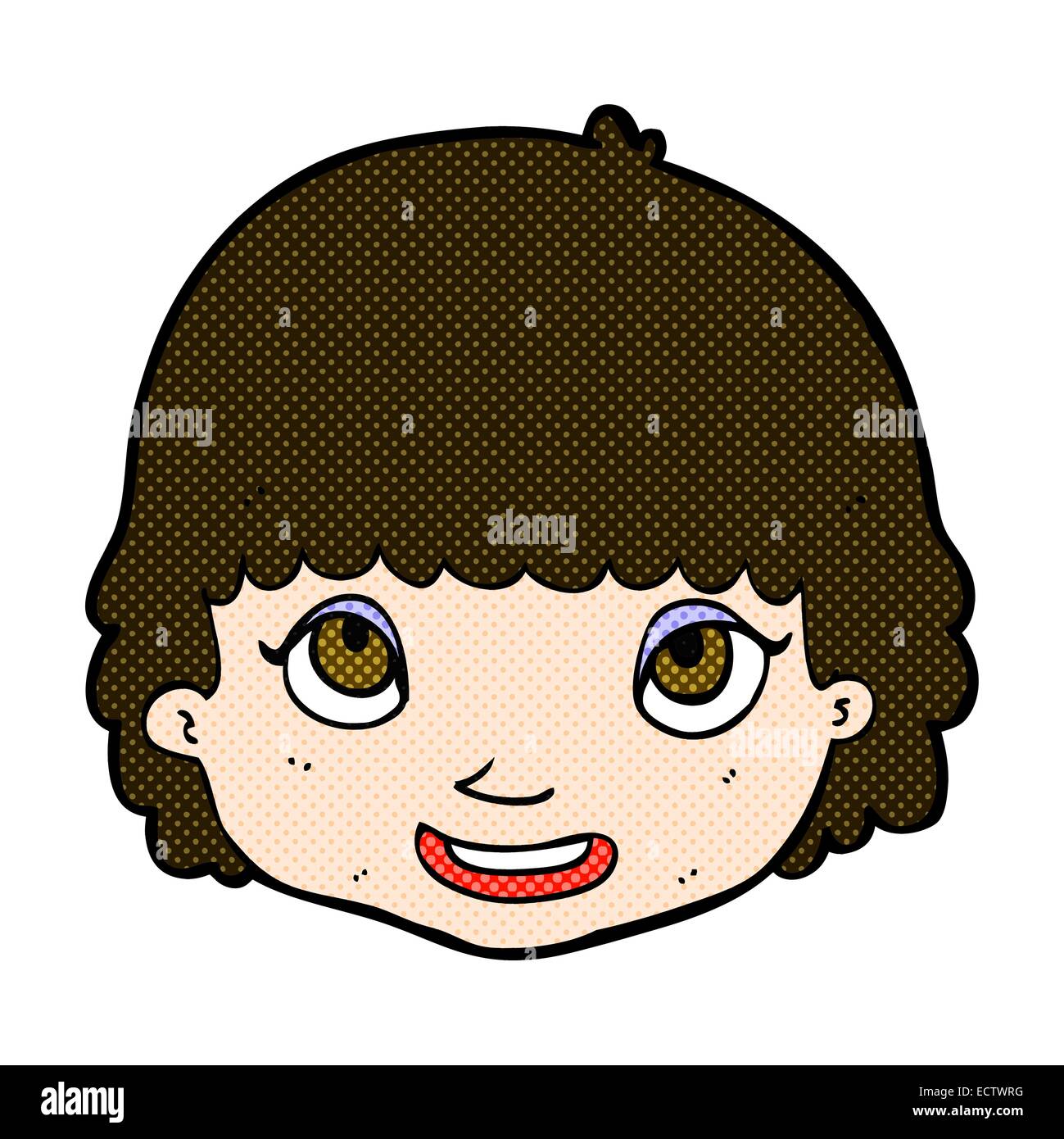 retro comic book style cartoon happy female face Stock Vector Image ...