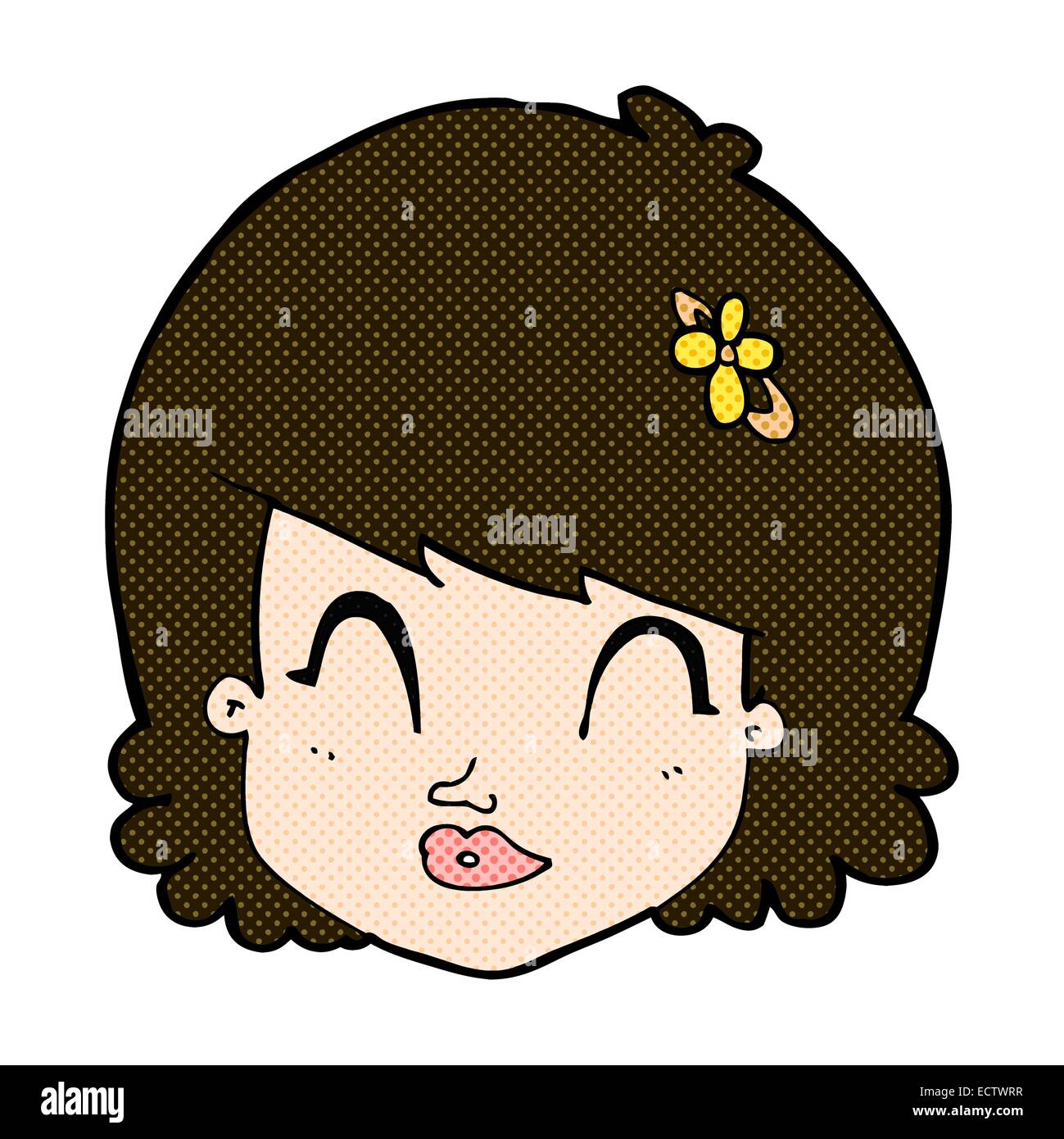 retro comic book style cartoon happy female face Stock Vector Image ...