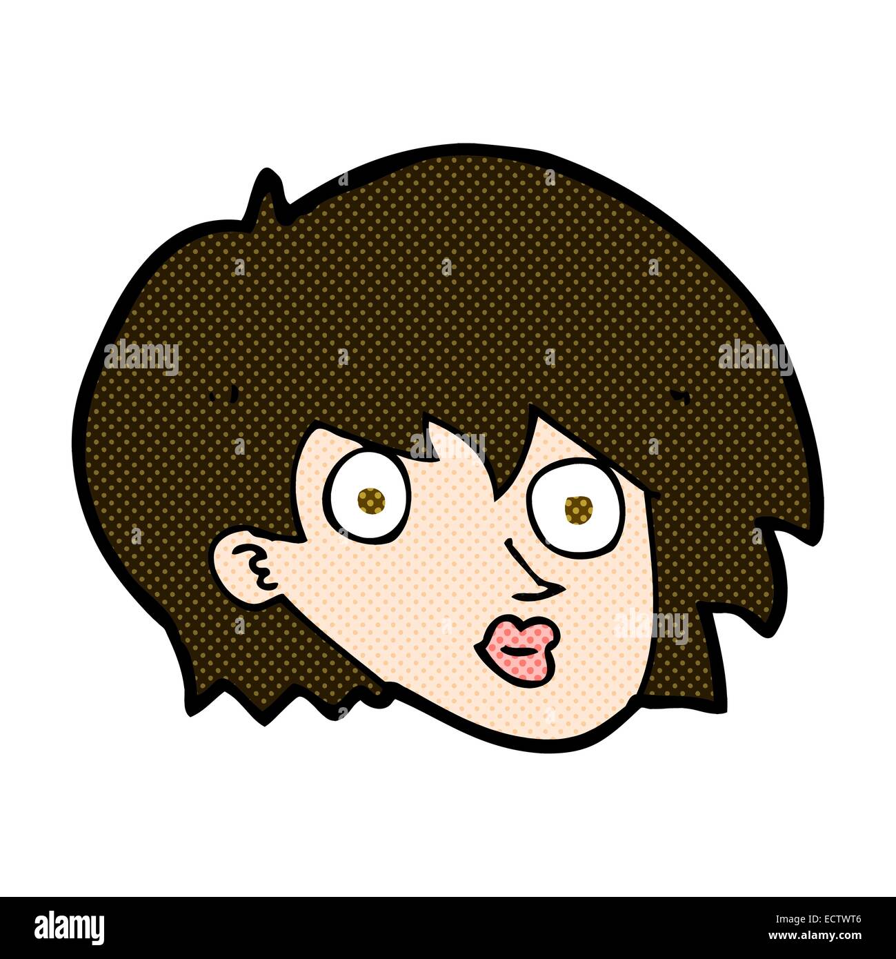 retro comic book style cartoon surprised female face Stock Vector Image ...