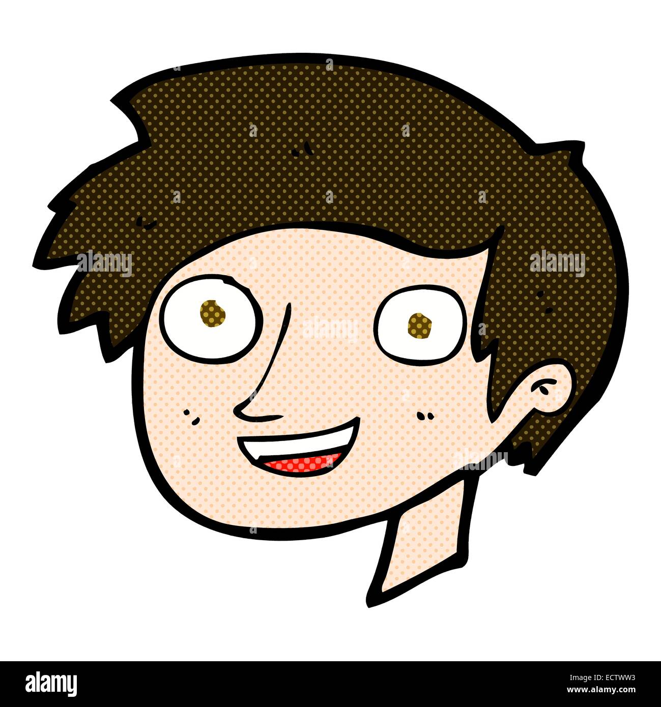 retro comic book style cartoon happy boy face Stock Vector Image & Art ...