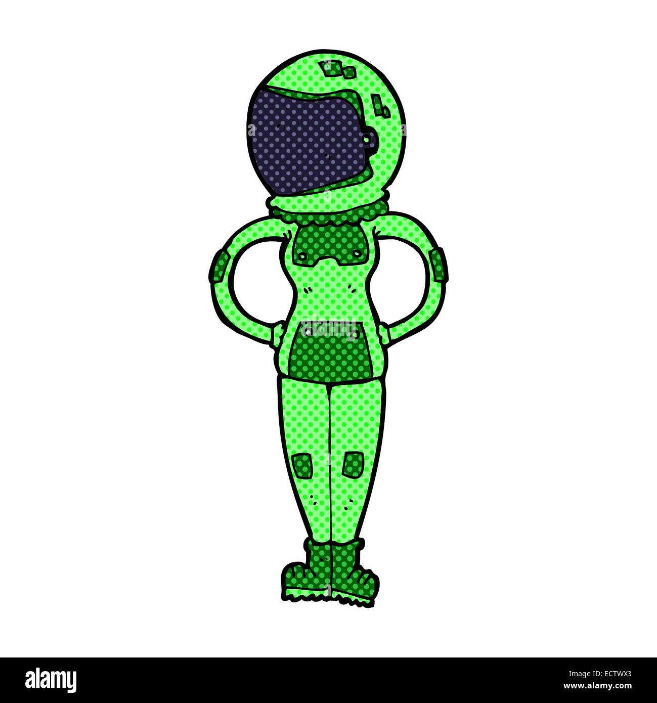 Retro Comic Book Style Cartoon Female Astronaut Stock Vector Image