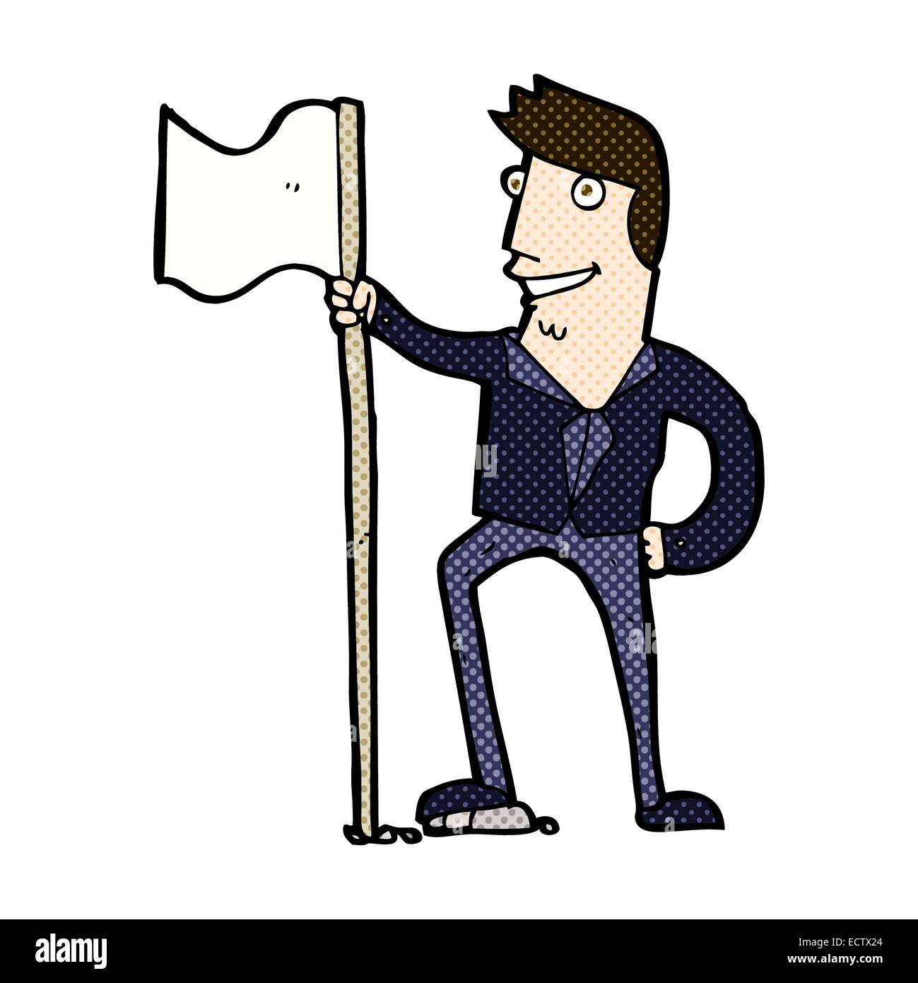 retro comic book style cartoon man planting flag Stock Vector Image ...