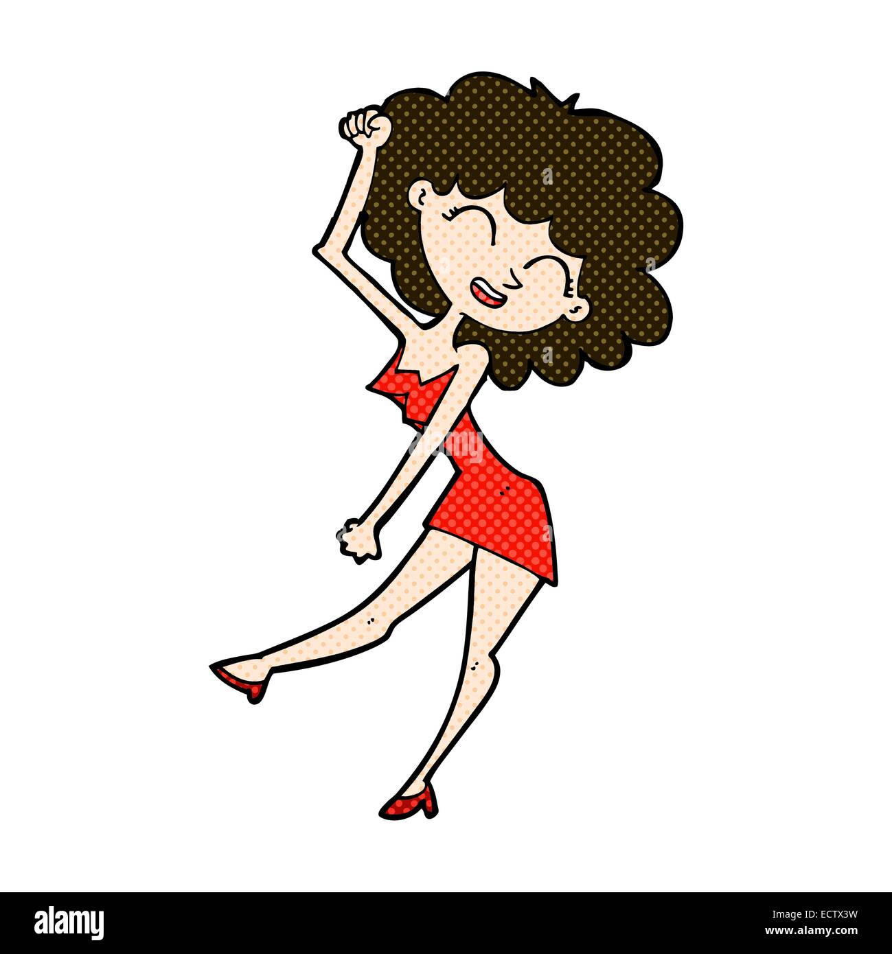 retro comic book style cartoon dancing woman Stock Vector Image & Art ...