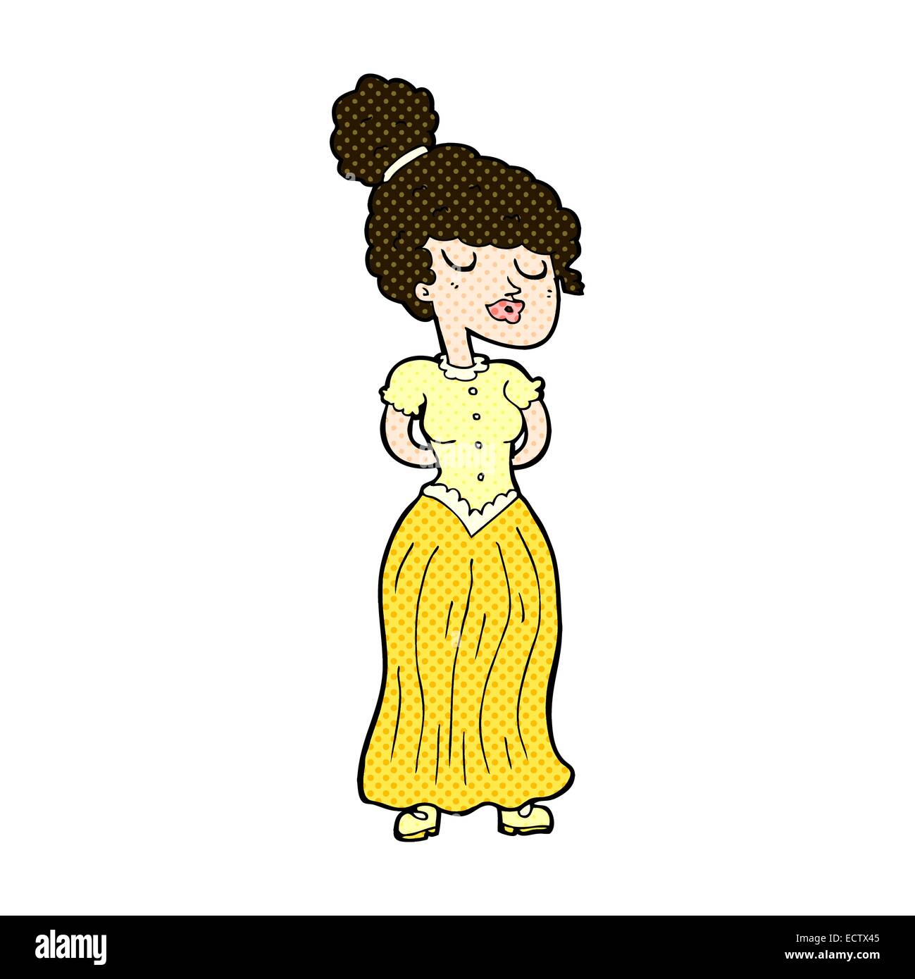 retro comic book style cartoon pretty victorian woman Stock Vector ...