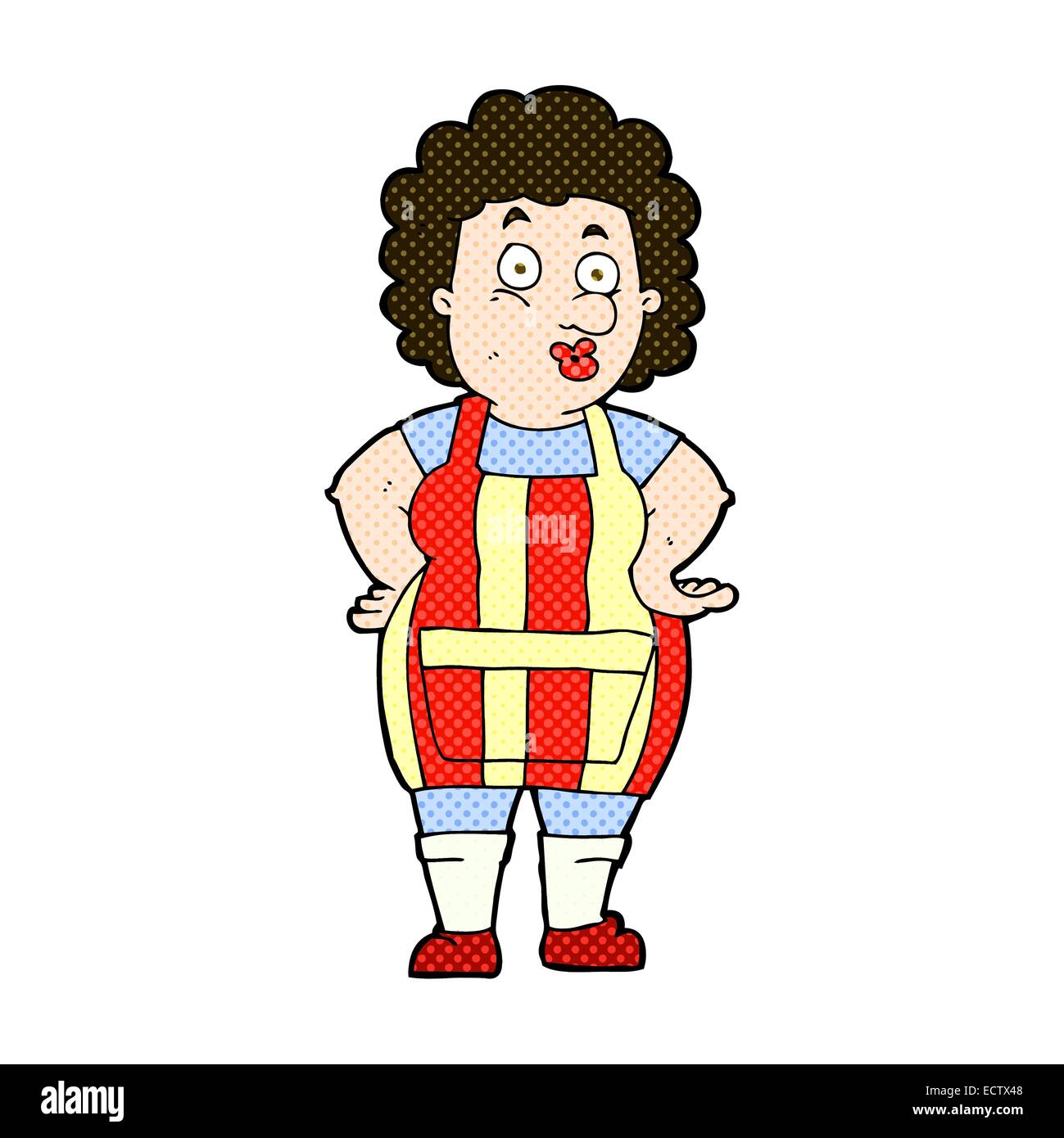 retro comic book style cartoon woman in kitchen apron Stock Vector ...