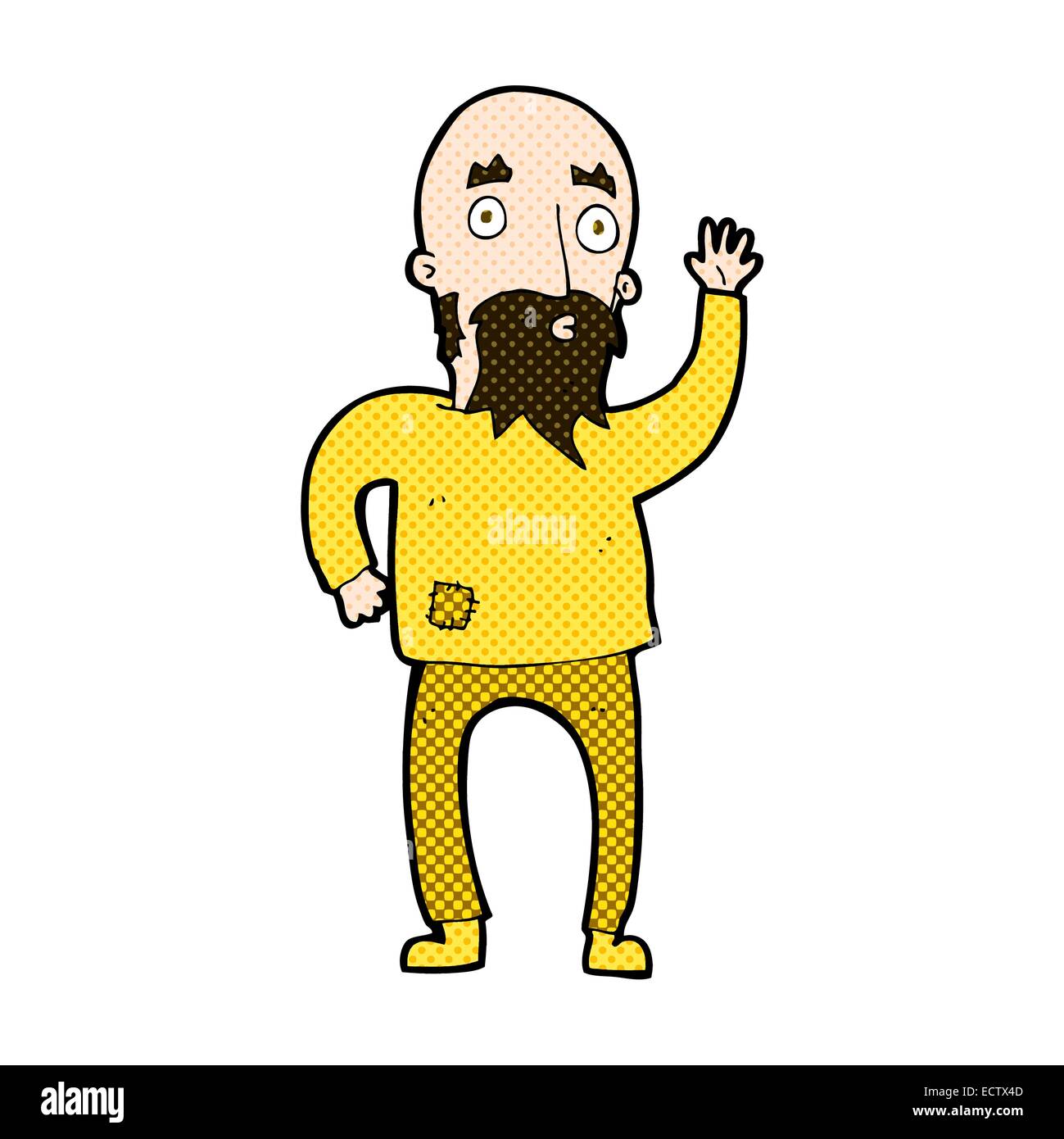 retro comic book style cartoon bearded man waving Stock Vector Image ...