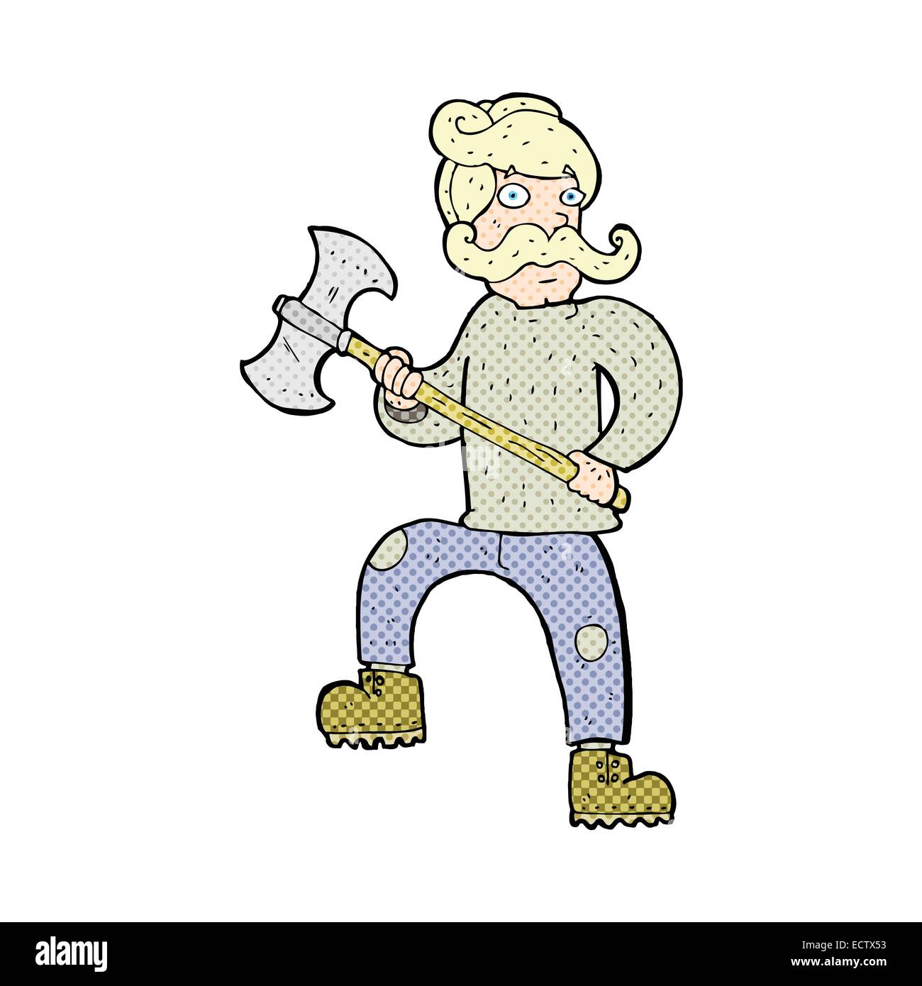 retro comic book style cartoon man with axe Stock Vector Image & Art ...