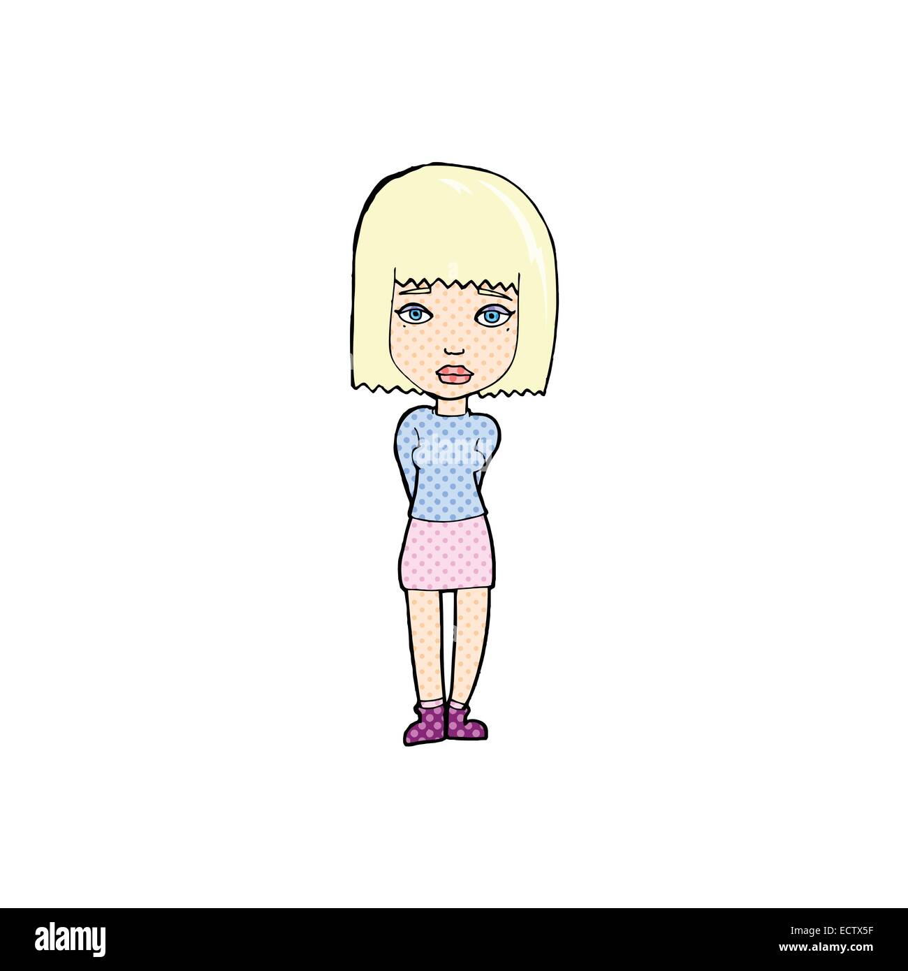 retro comic book style cartoon serious girl Stock Vector Image & Art ...
