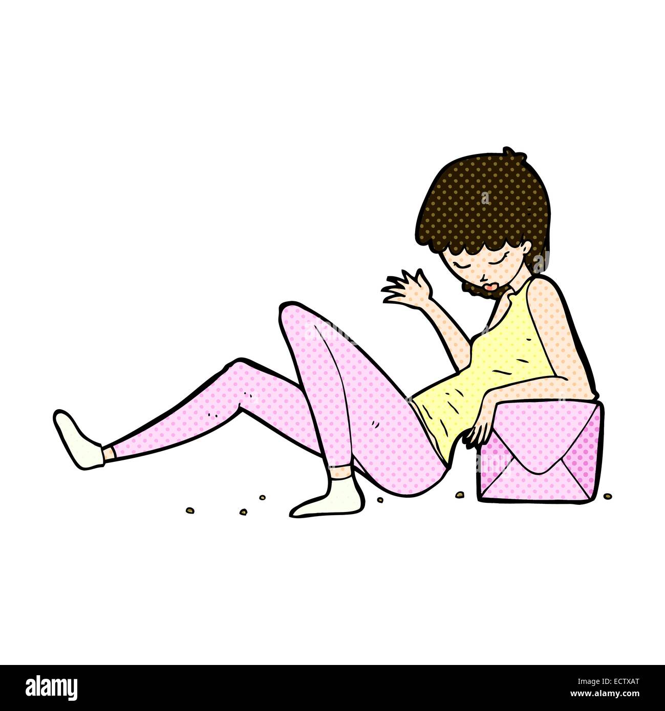 Cartoon illustration woman leaning on Stock Vector Images - Alamy