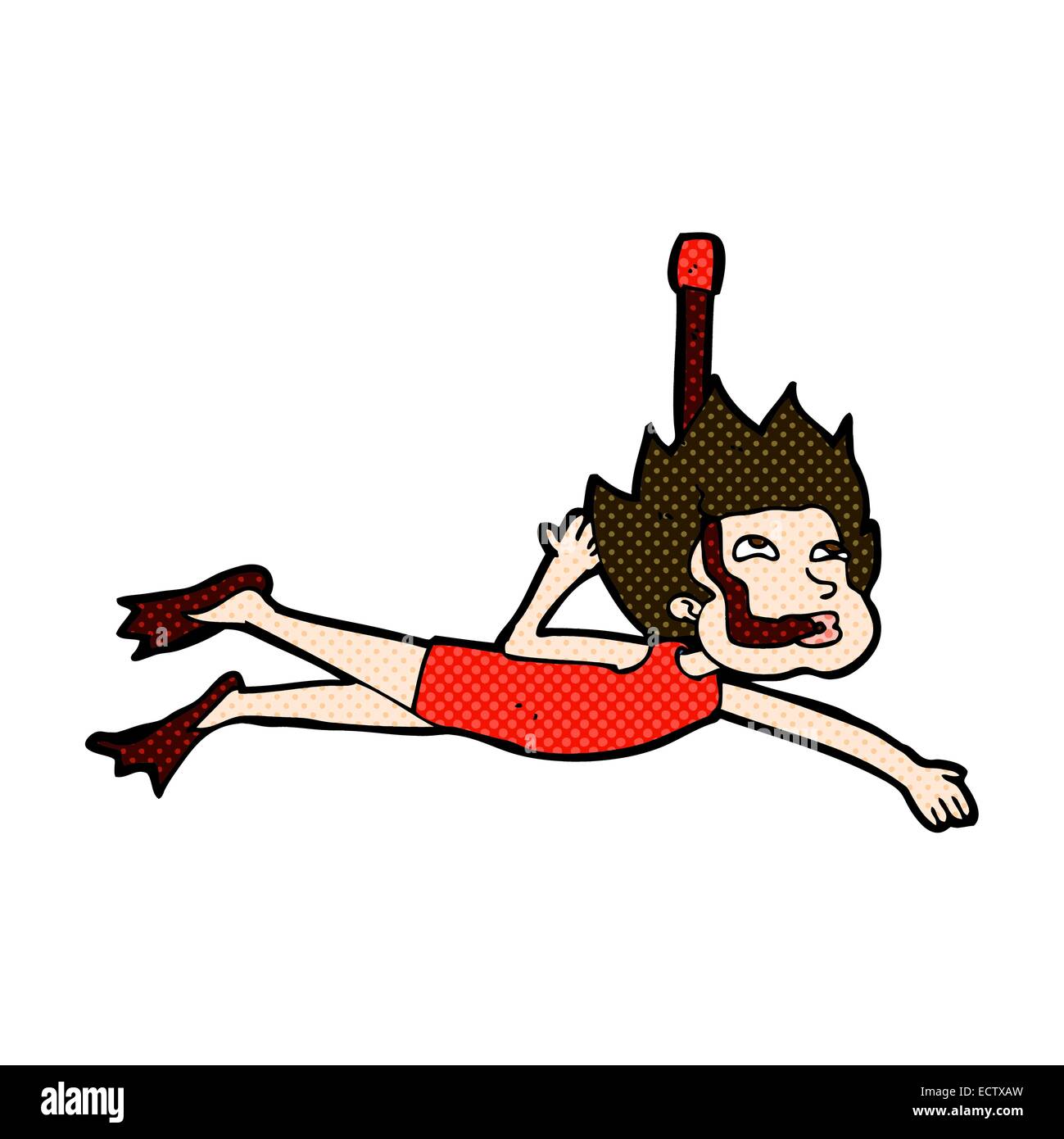 retro comic book style cartoon swimmer with snorkel Stock Vector Image ...