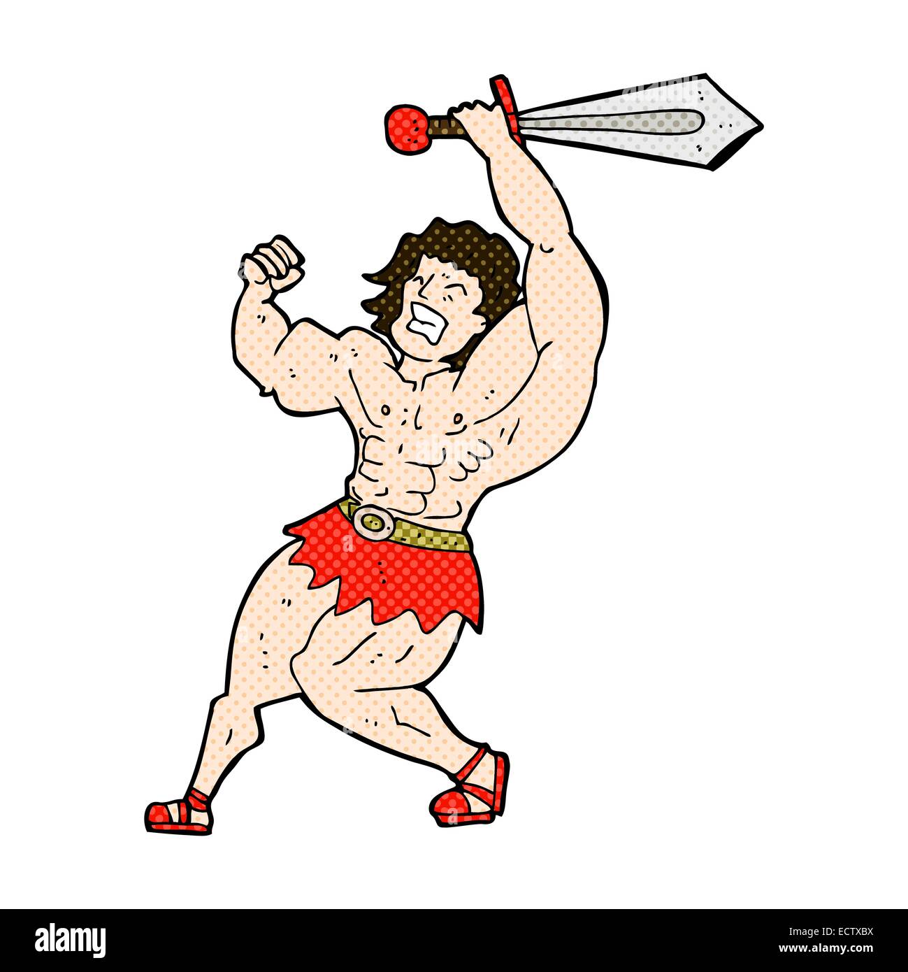 retro comic book style cartoon barbarian hero Stock Vector Image & Art ...