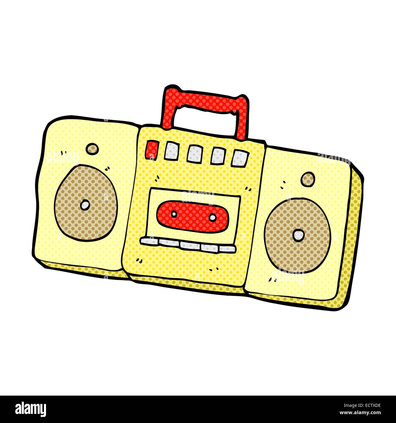 retro comic book style cartoon radio cassette player Stock Vector Image ...