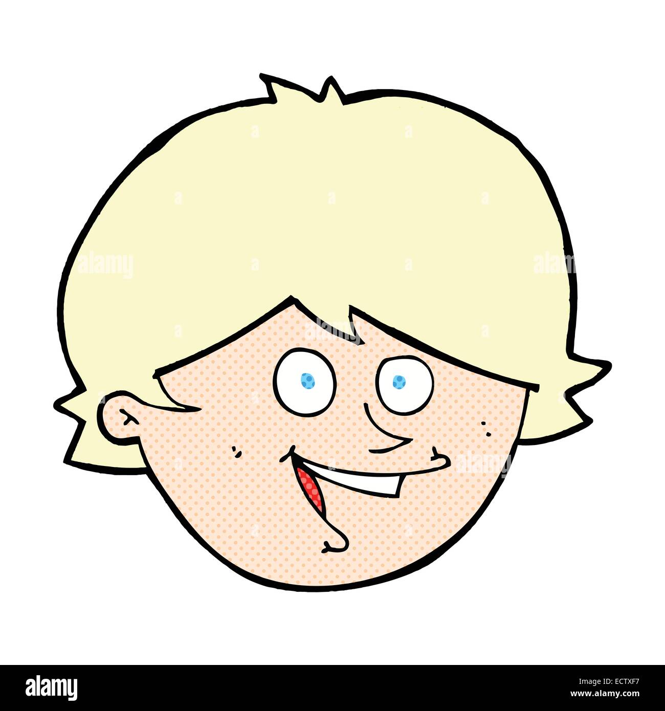 retro comic book style cartoon happy boy face Stock Vector Image & Art ...