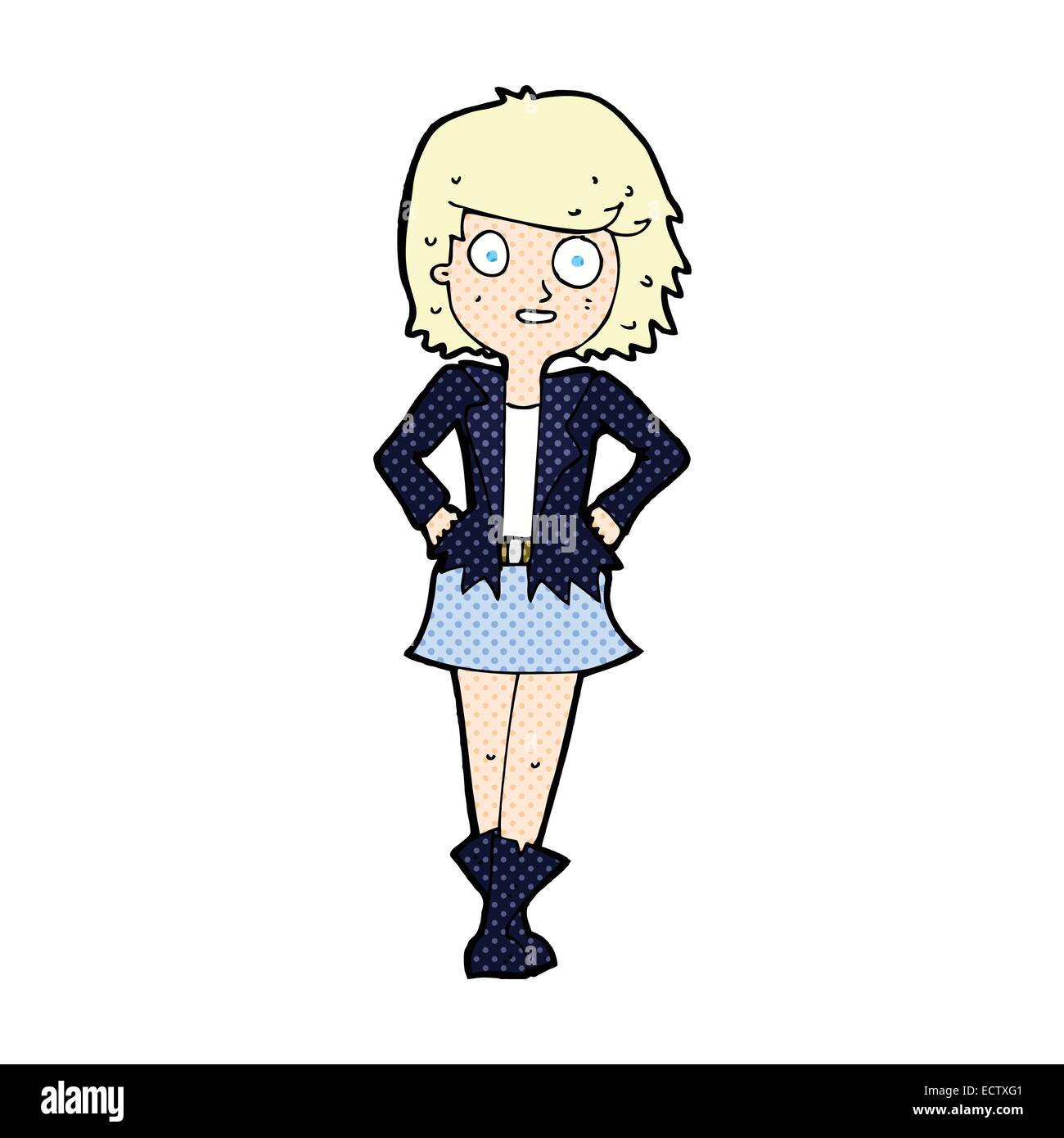 retro comic book style cartoon girl in jacket Stock Vector Image & Art ...
