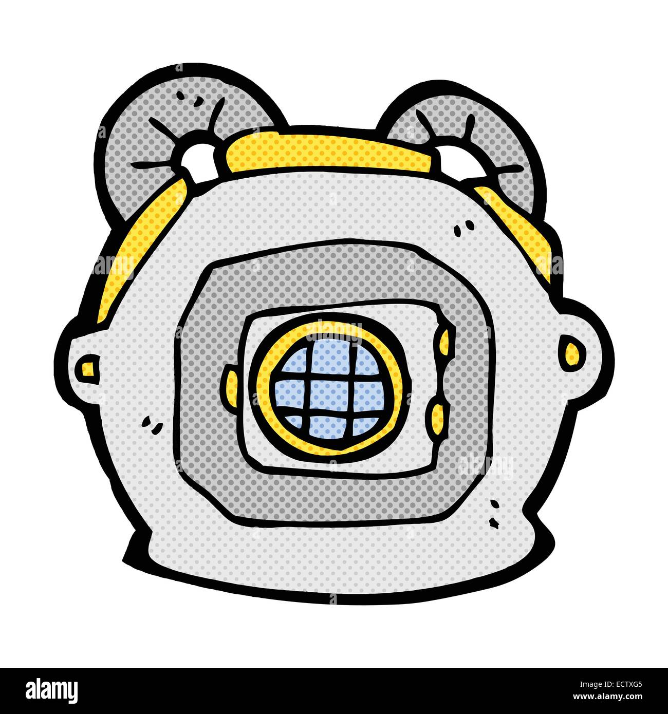 retro comic book style cartoon deep sea diver helmet Stock Vector Image ...