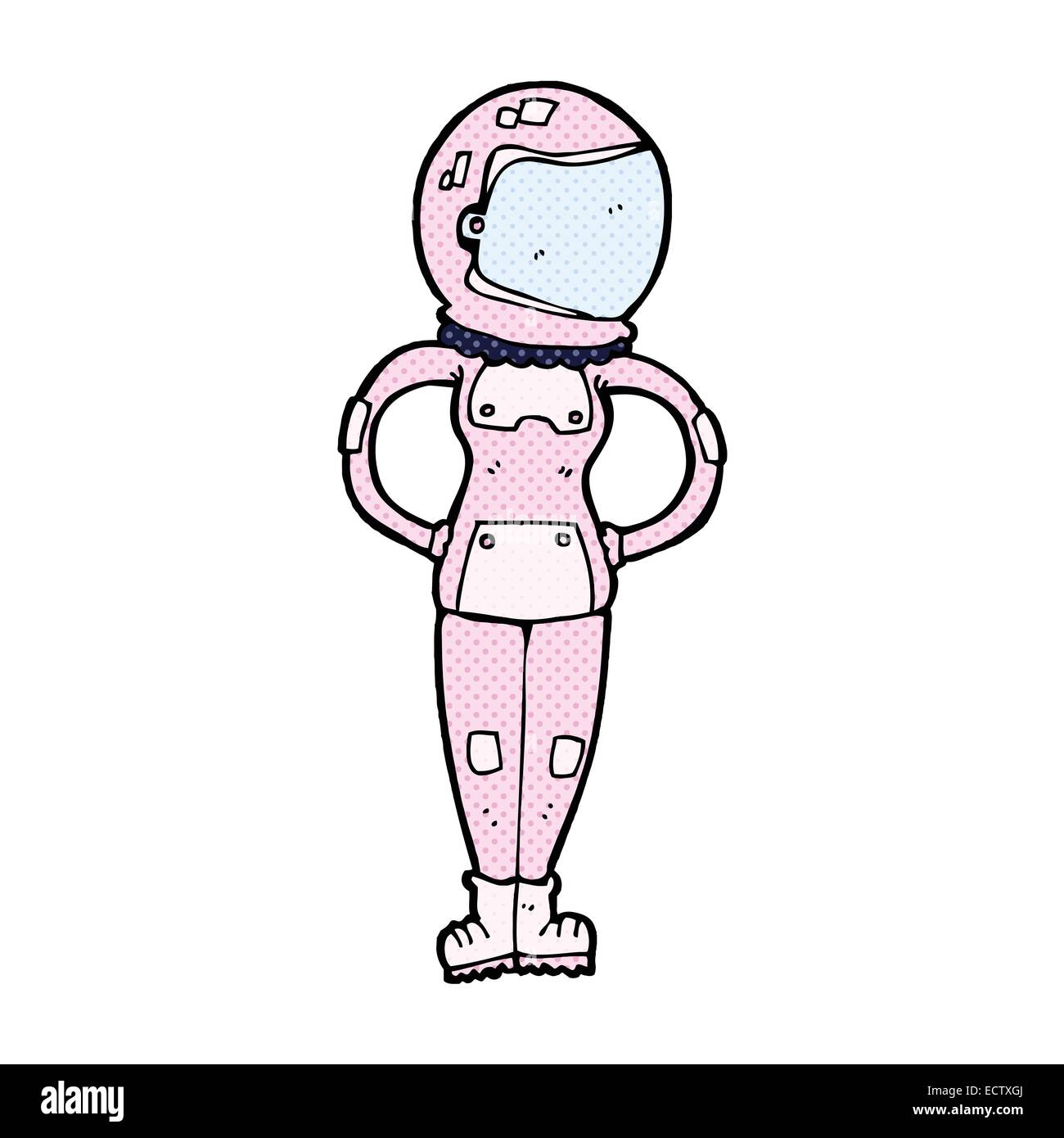 retro comic book style cartoon female astronaut Stock Vector Image ...