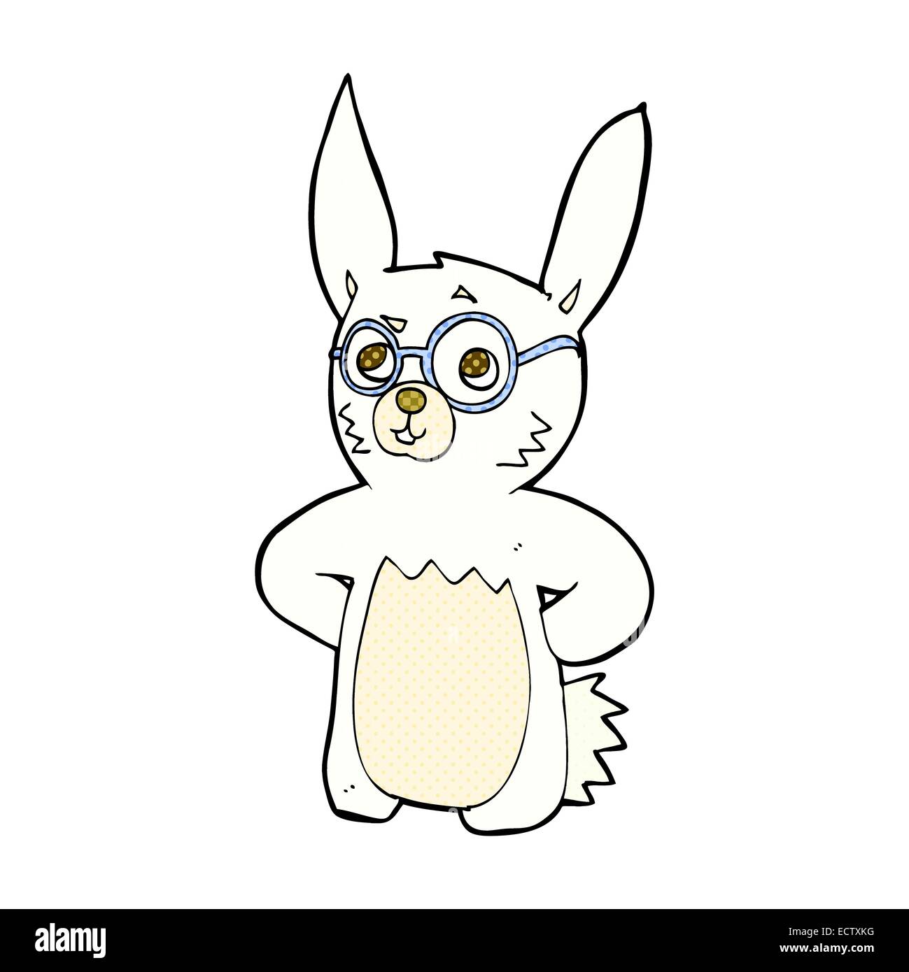 retro comic book style cartoon rabbit wearing spectacles Stock Vector ...
