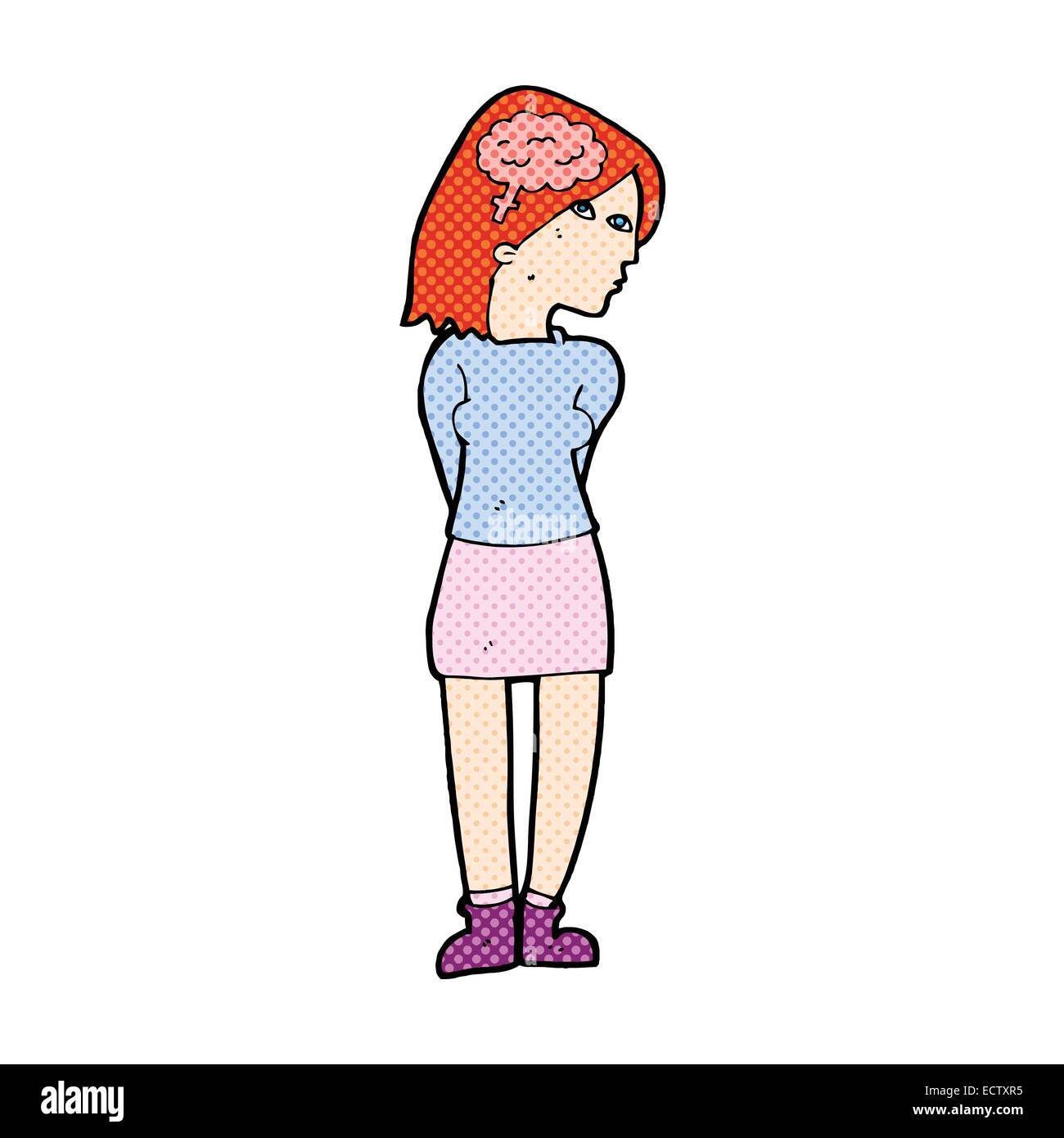 retro comic book style cartoon brainy woman Stock Vector Image & Art ...