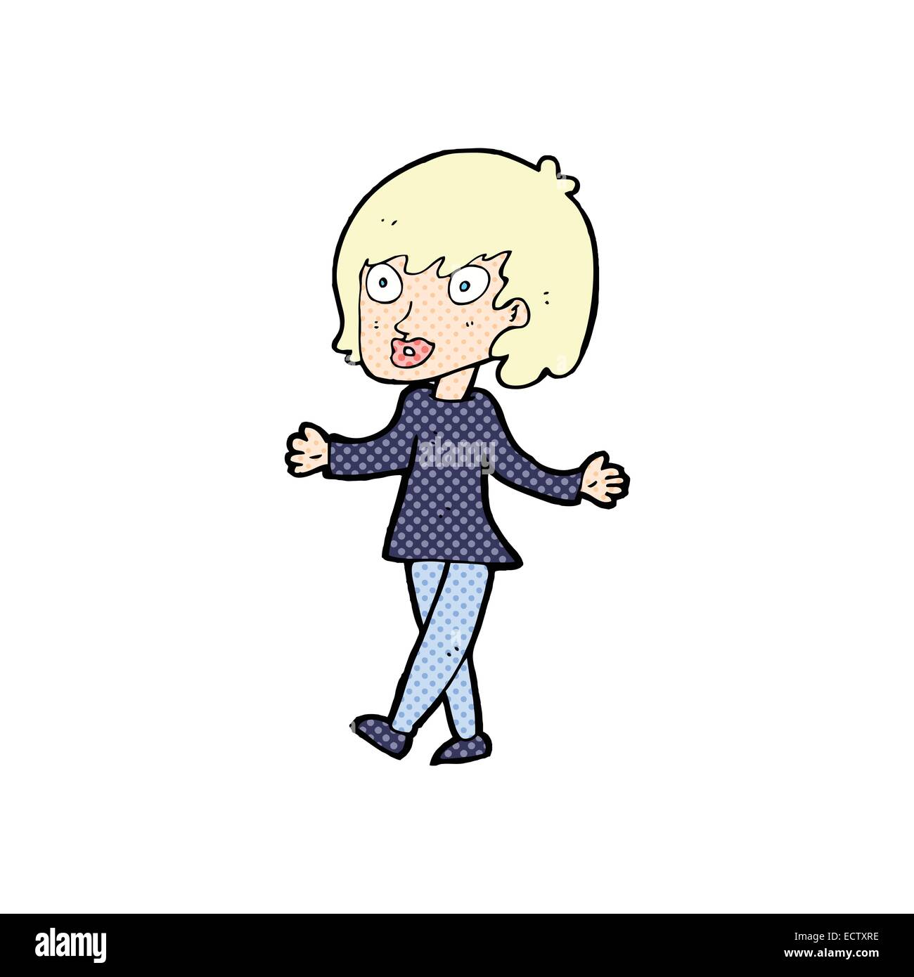 retro comic book style cartoon woman with open arms Stock Vector Image ...