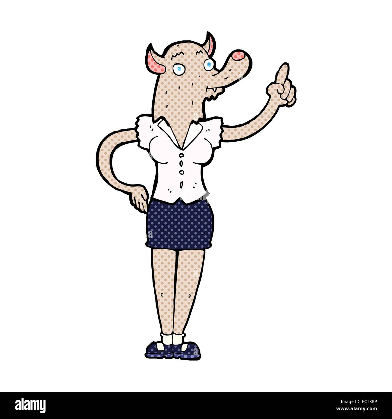 retro comic book style cartoon werewolf woman with idea Stock Vector ...