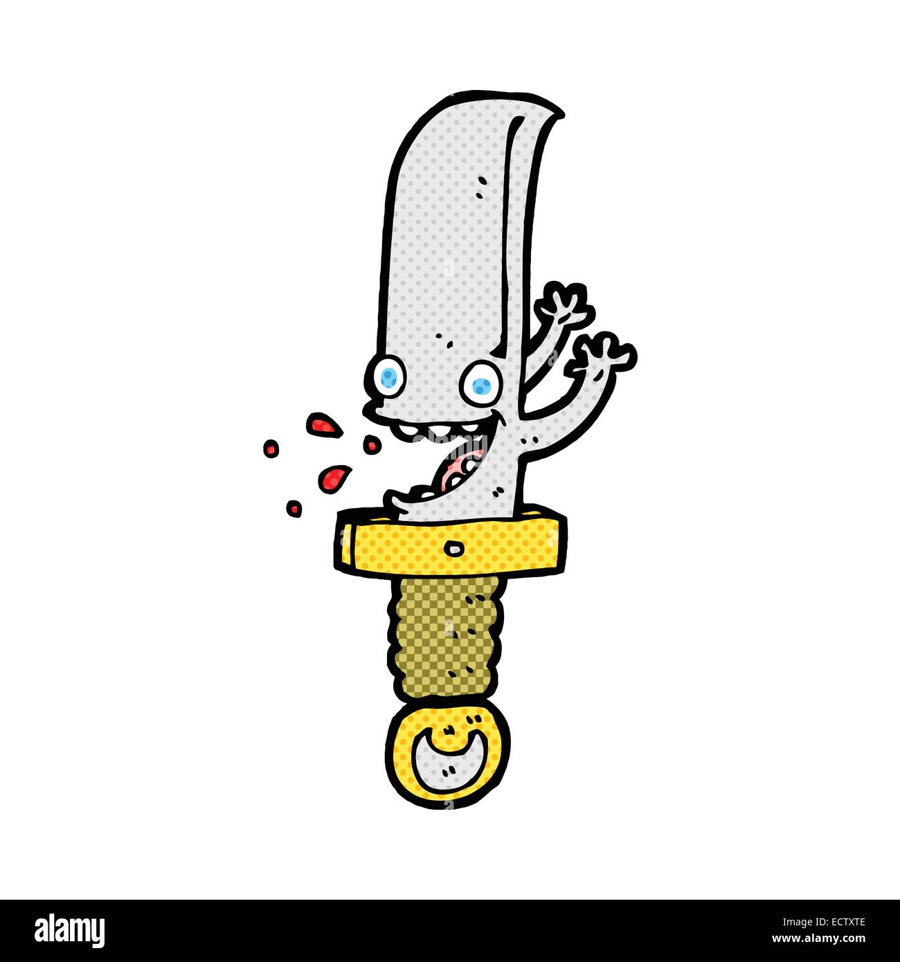 crazy knife retro comic book style cartoon character Stock Vector Image ...