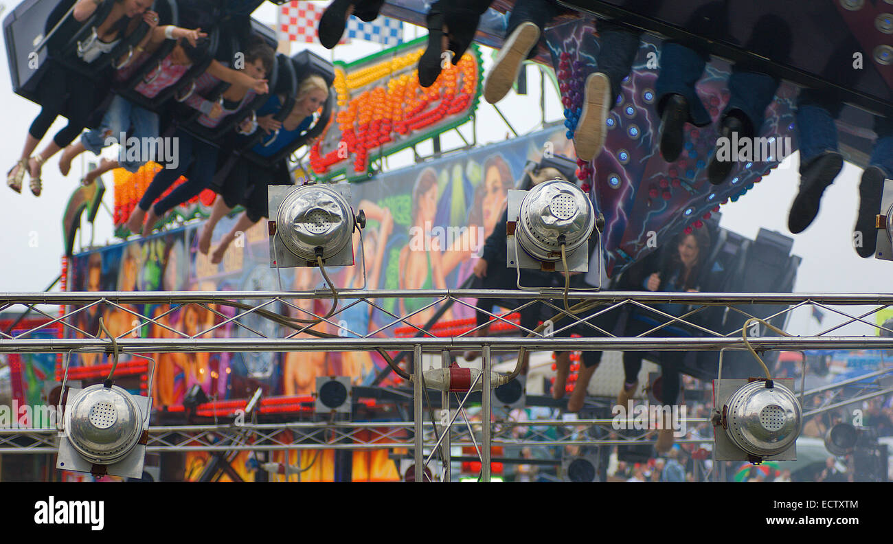 The fun fair on the Hill at Epsom Racecourse on Derby Day has numerous ...