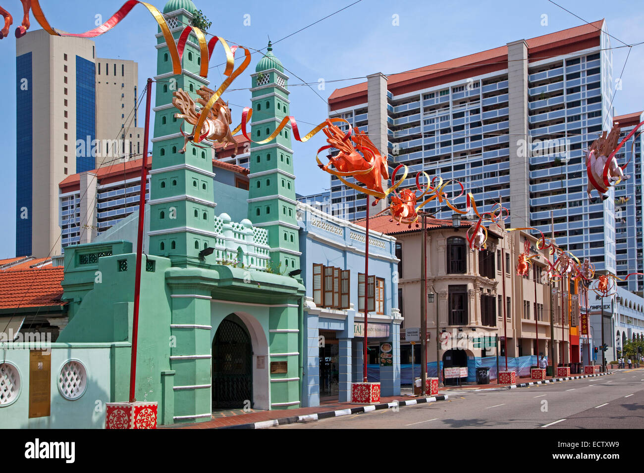 Masjid Jamae Mosque / Chulia Mosque with octagonal minarets at South ...