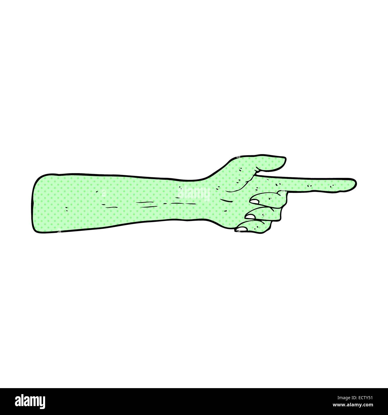 pointing zombie hand retro comic book style cartoon Stock Vector Image ...