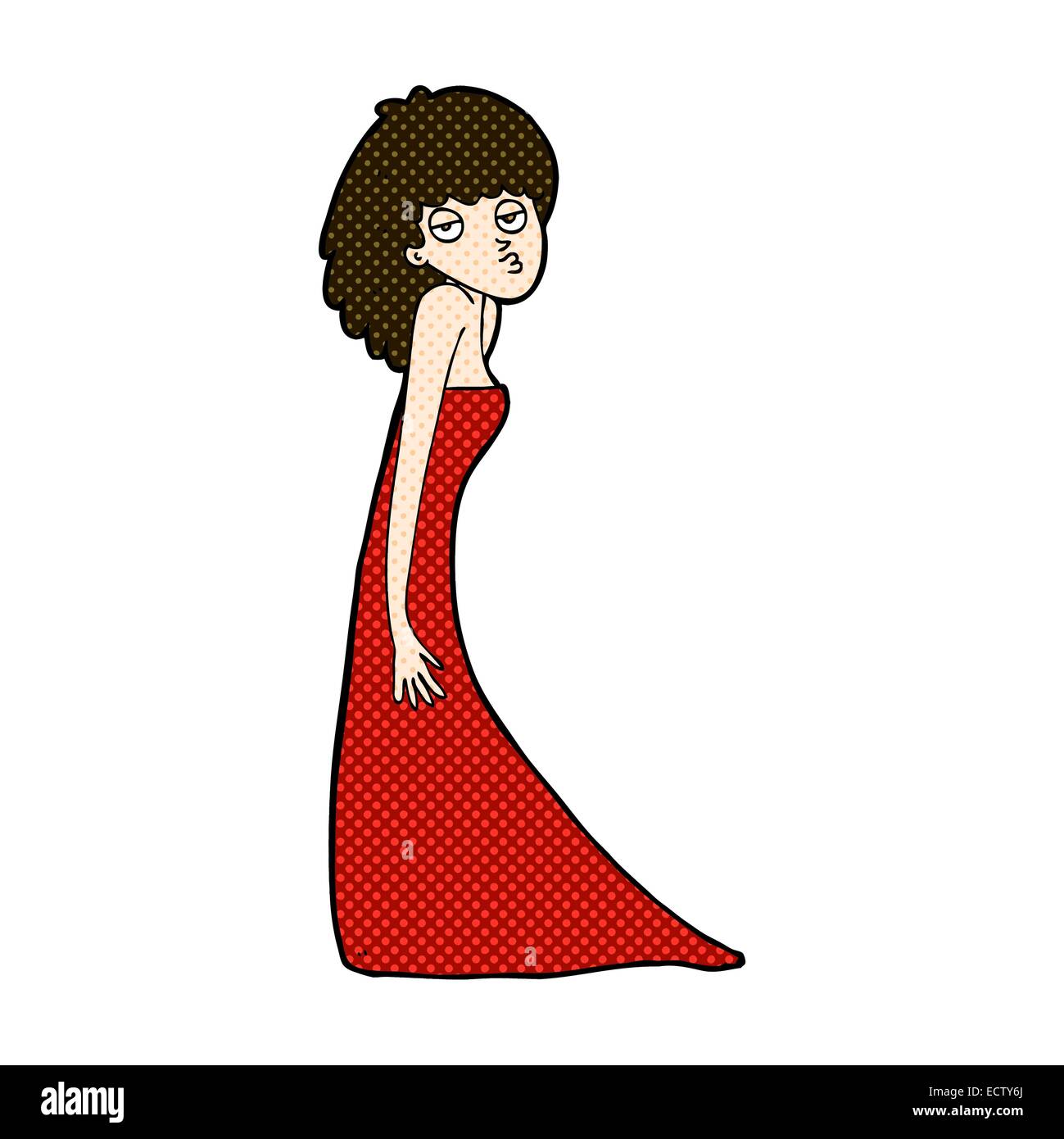 retro comic book style cartoon woman pulling photo face Stock Vector ...