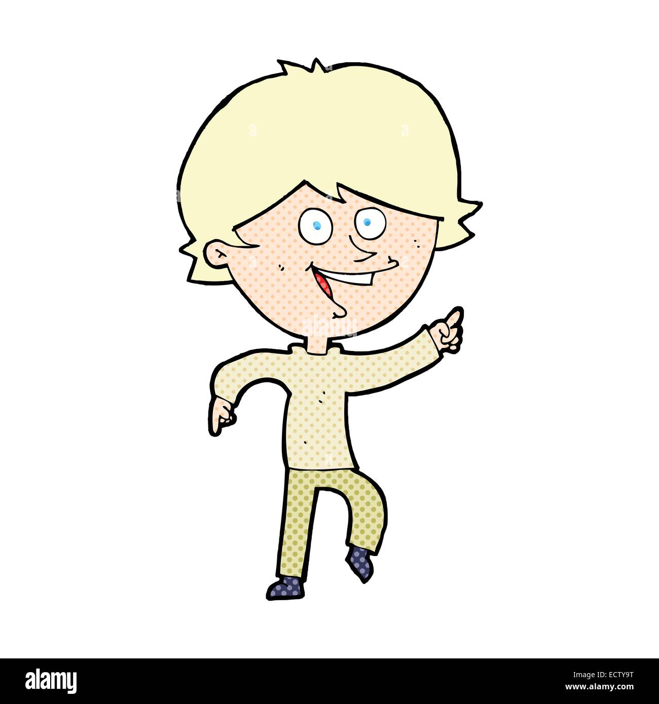 retro comic book style cartoon happy pointing man Stock Vector Image ...