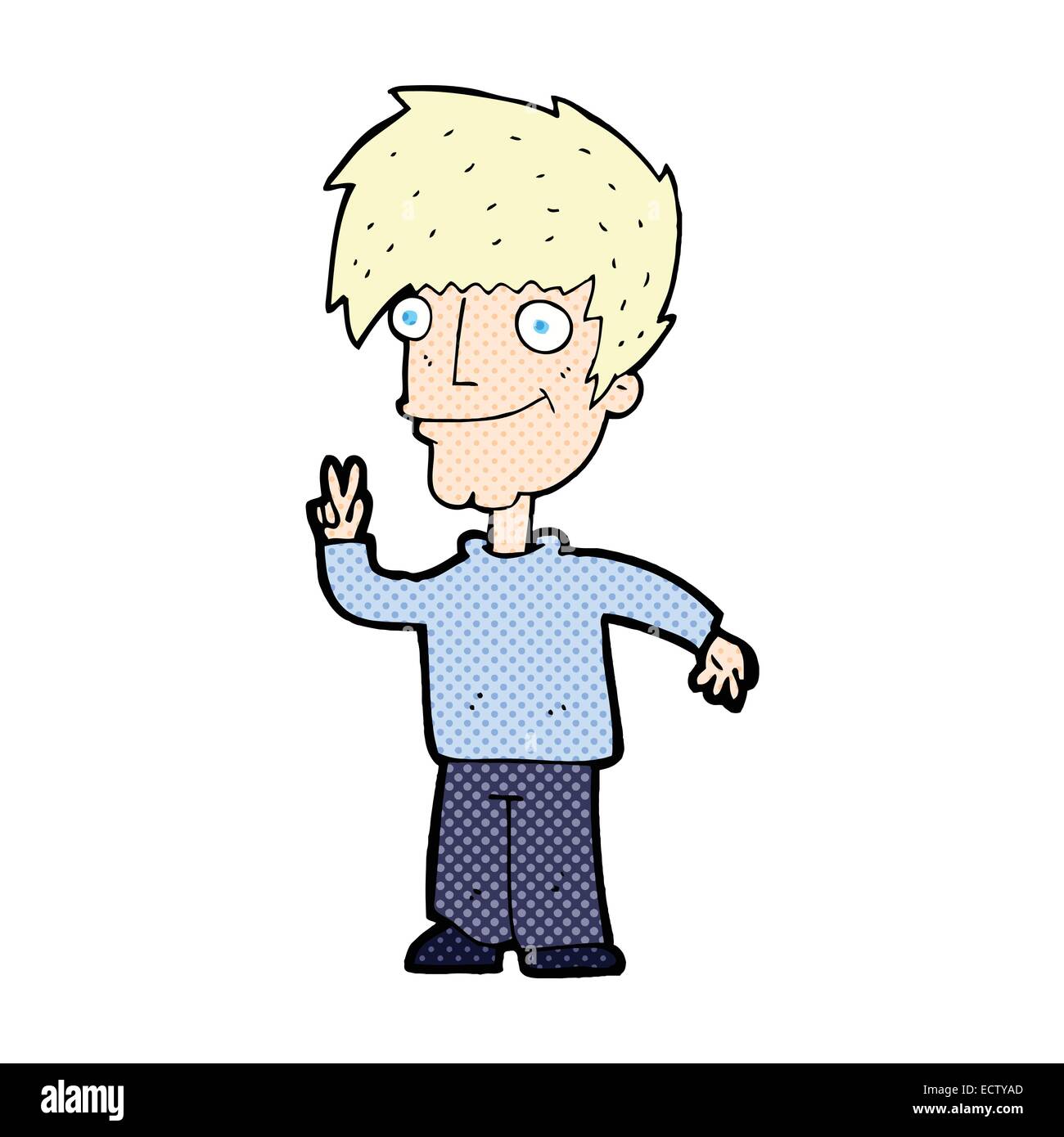 retro comic book style cartoon man giving peace sign Stock Vector Image ...